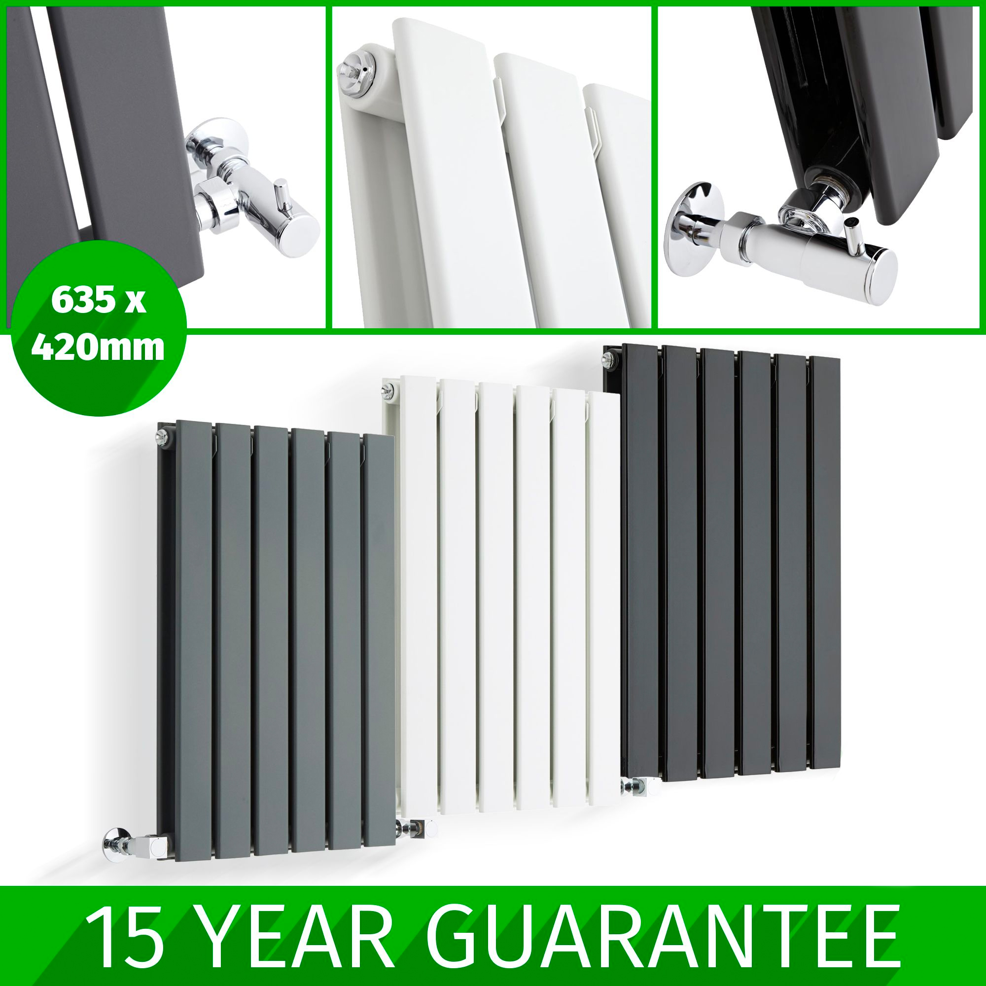 DESIGNER RADIATORS Vertical Horizontal Flat Panel Tall Upright Column ...