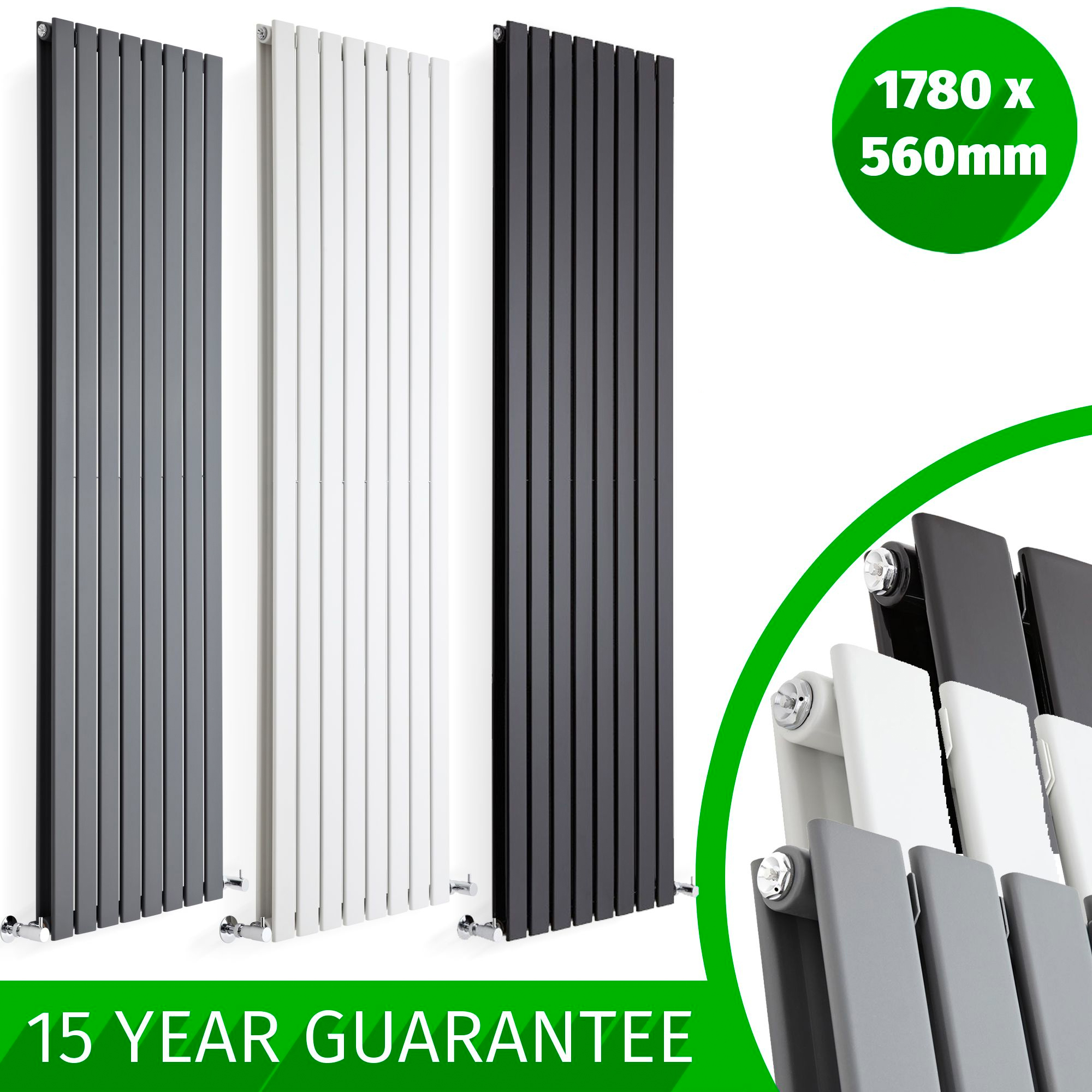 DESIGNER RADIATORS Vertical Horizontal Flat Panel Tall Upright Column ...