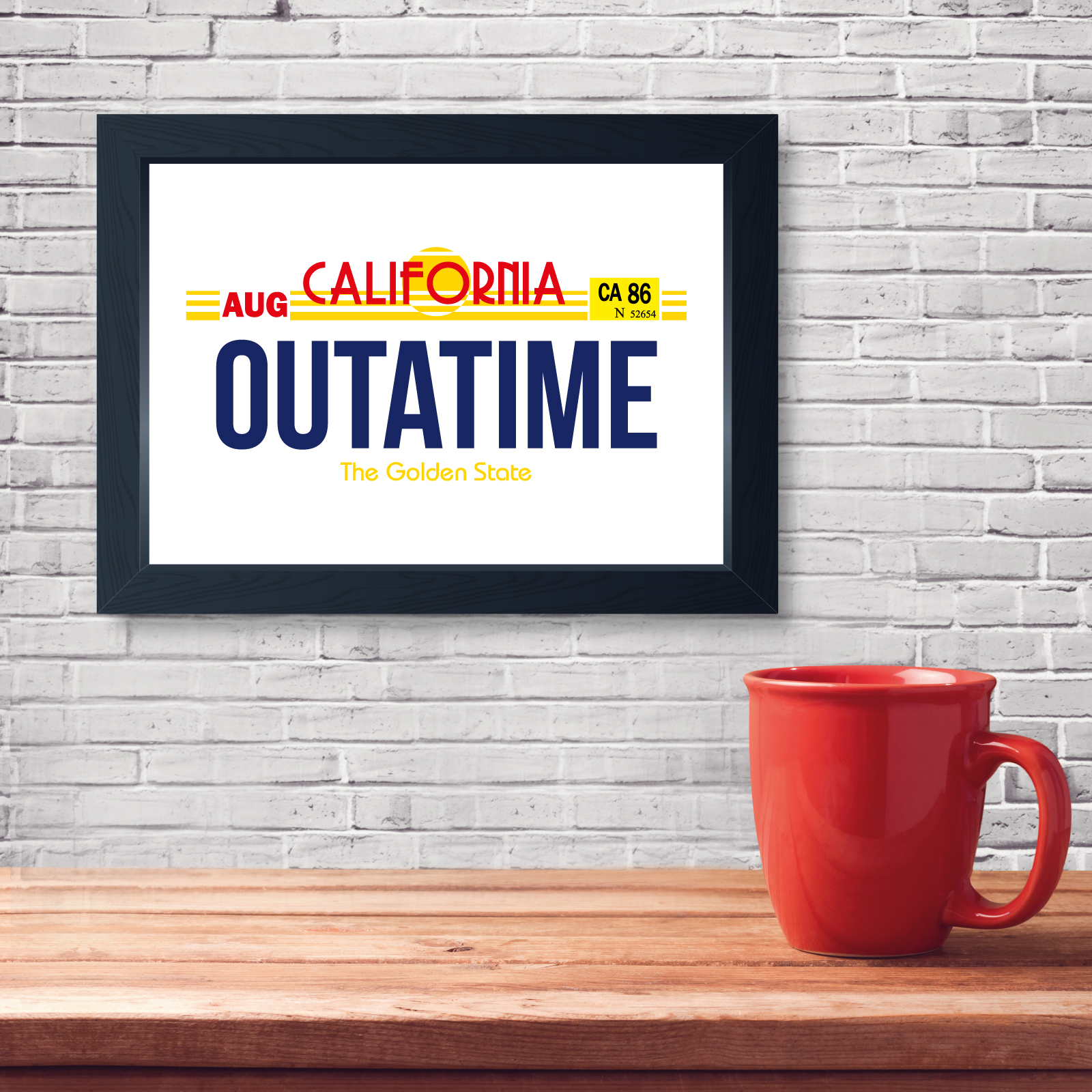 OUTATIME NUMBER PLATE Back To The Future Inspired Framed Or Frameless outatime-number-plate-back-to-the-future-inspired-framed-or-frameless