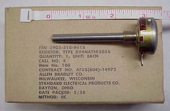 50K Ohm Type J Potentiometer New in Package - Nationwide Radio & Eq ...