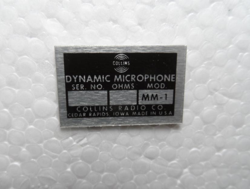 Collins MM-1 Microphone Name Plate Reproduction - Nationwide Radio & Eq ...