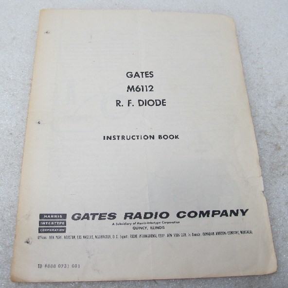 Gates BC-250Y-1 Transmitter ORIGINAL Instruction Manual - Nationwide ...