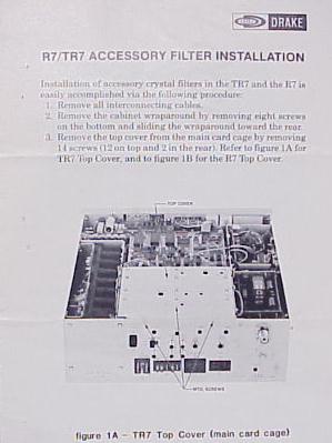 Drake TR-7/R7 Filter installation Sheet - Nationwide Radio & Eq. Sales LLC