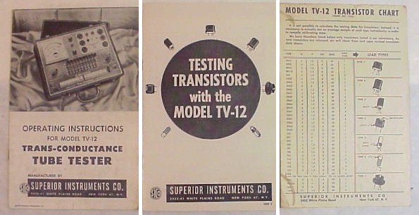 Superior TV-12 Tube Tester Manual Set Copy - Nationwide Radio & Eq ...
