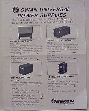 Swan Power Supply Manual Original #2 - Nationwide Radio & Eq. Sales LLC