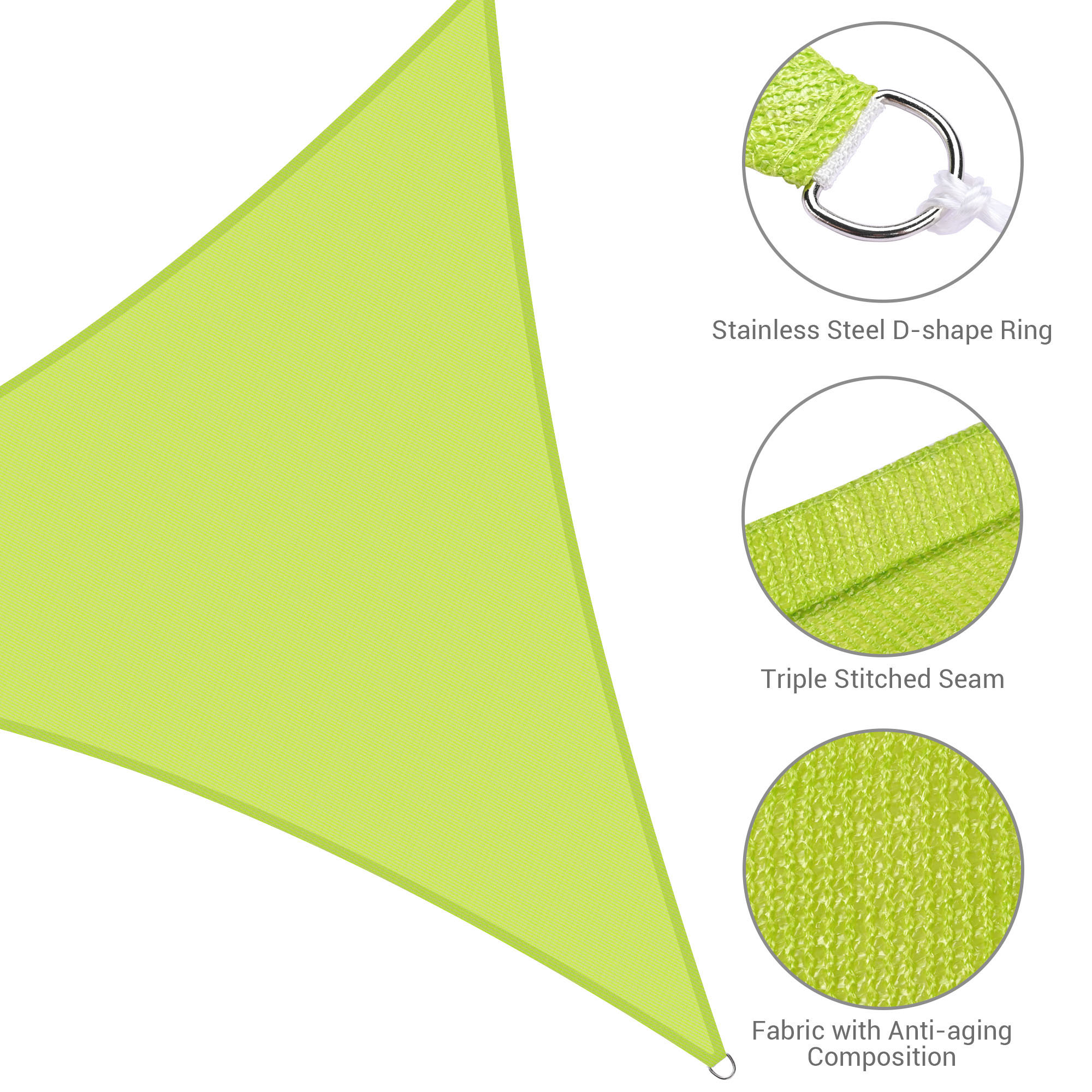 Triangle Sun Shade Sail Canopy UV Block Patio Yard Pool Outdoor Apple ...
