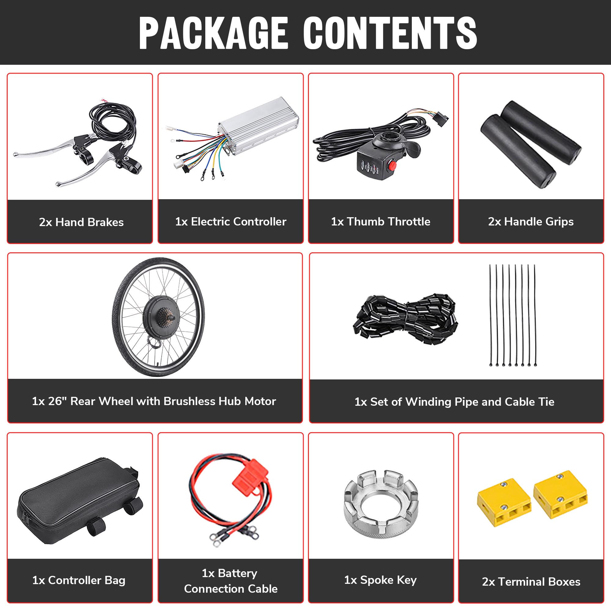 48V 1000W Front Rear Wheel Electric Bicycle Conversion Kit E-Bike ...