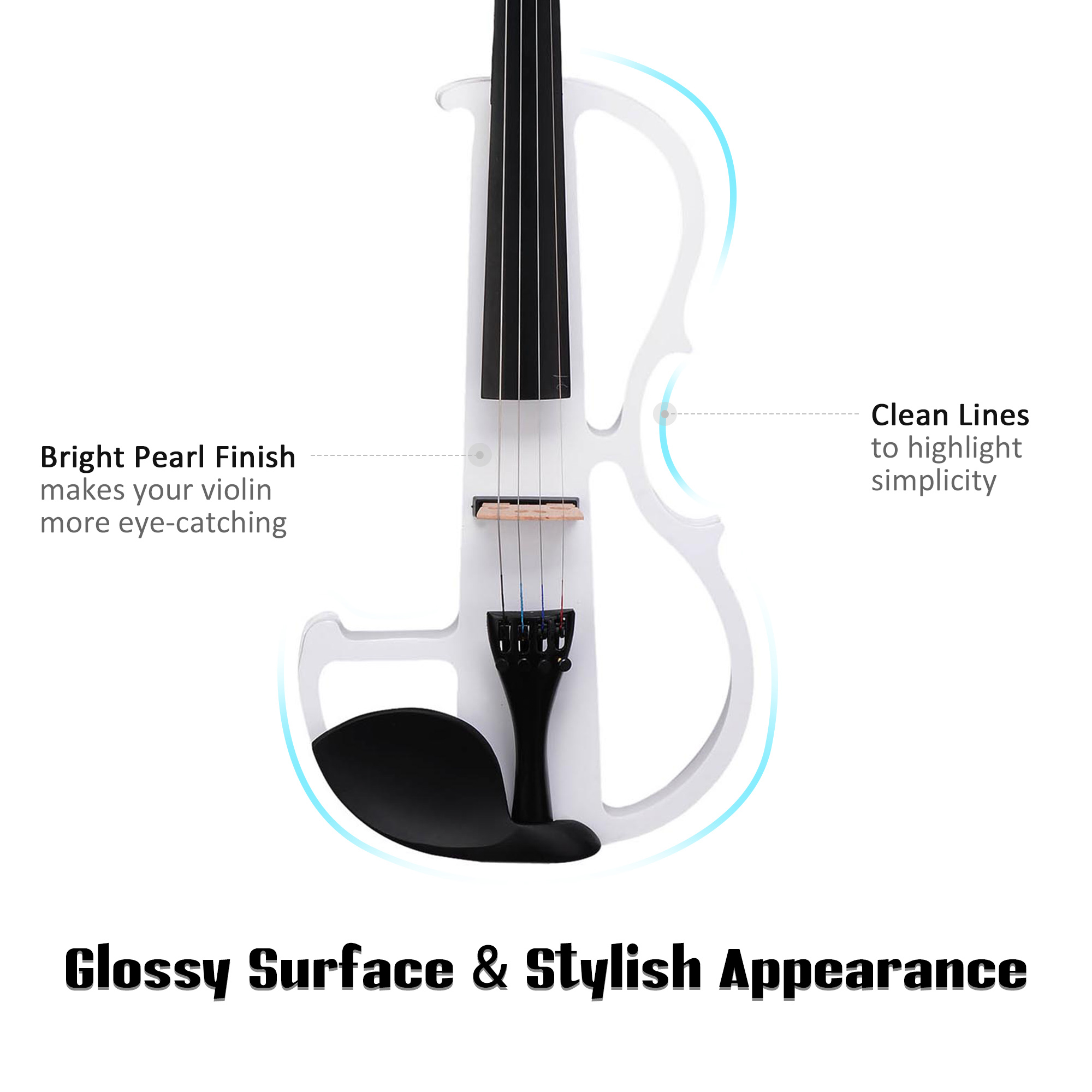 Electric Violin 4/4 Full Size Right Handed Fiddle Headphone 2 Style ...