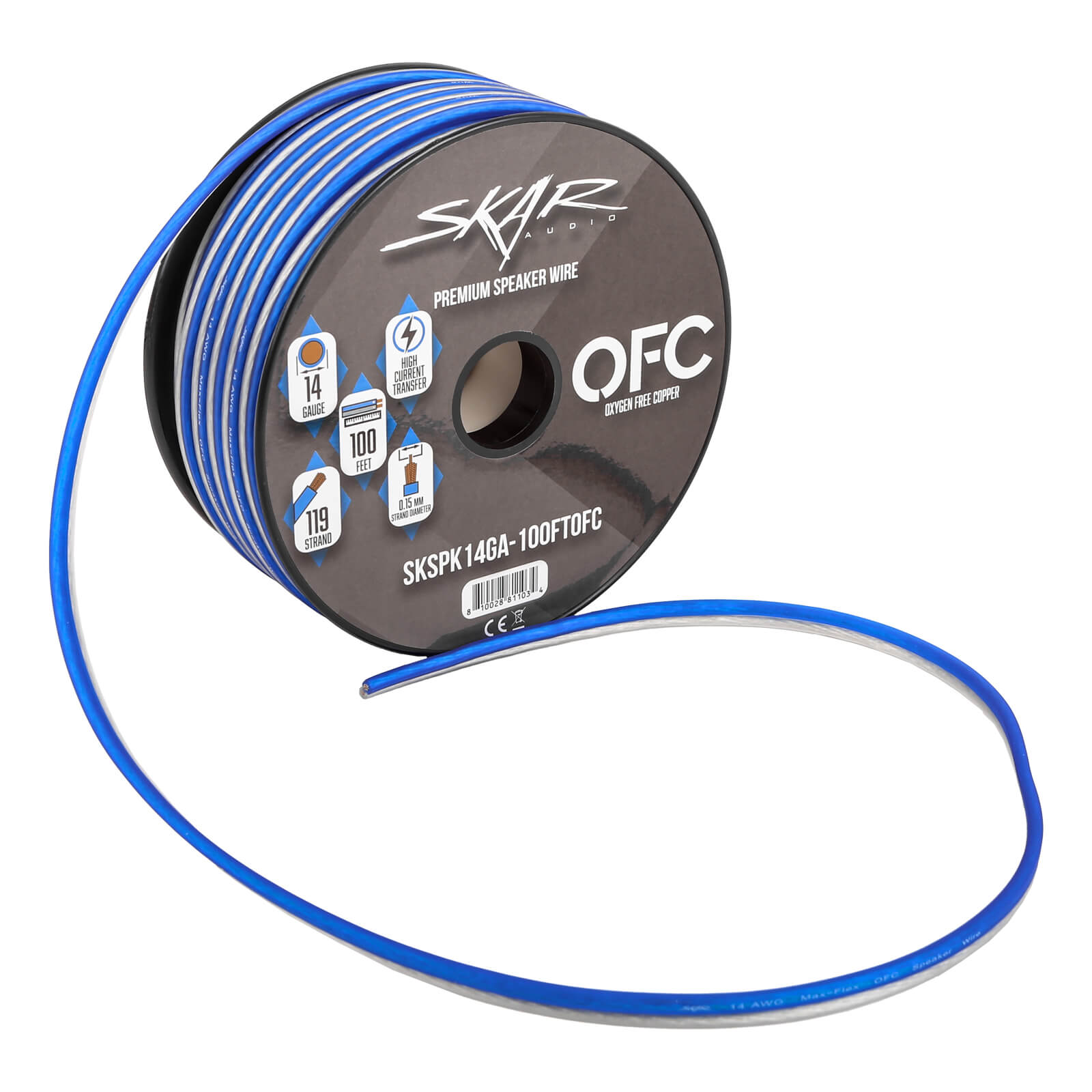14 Gauge Elite Series (OFC) Car Audio Speaker Wire (Blue/White) - Skar ...