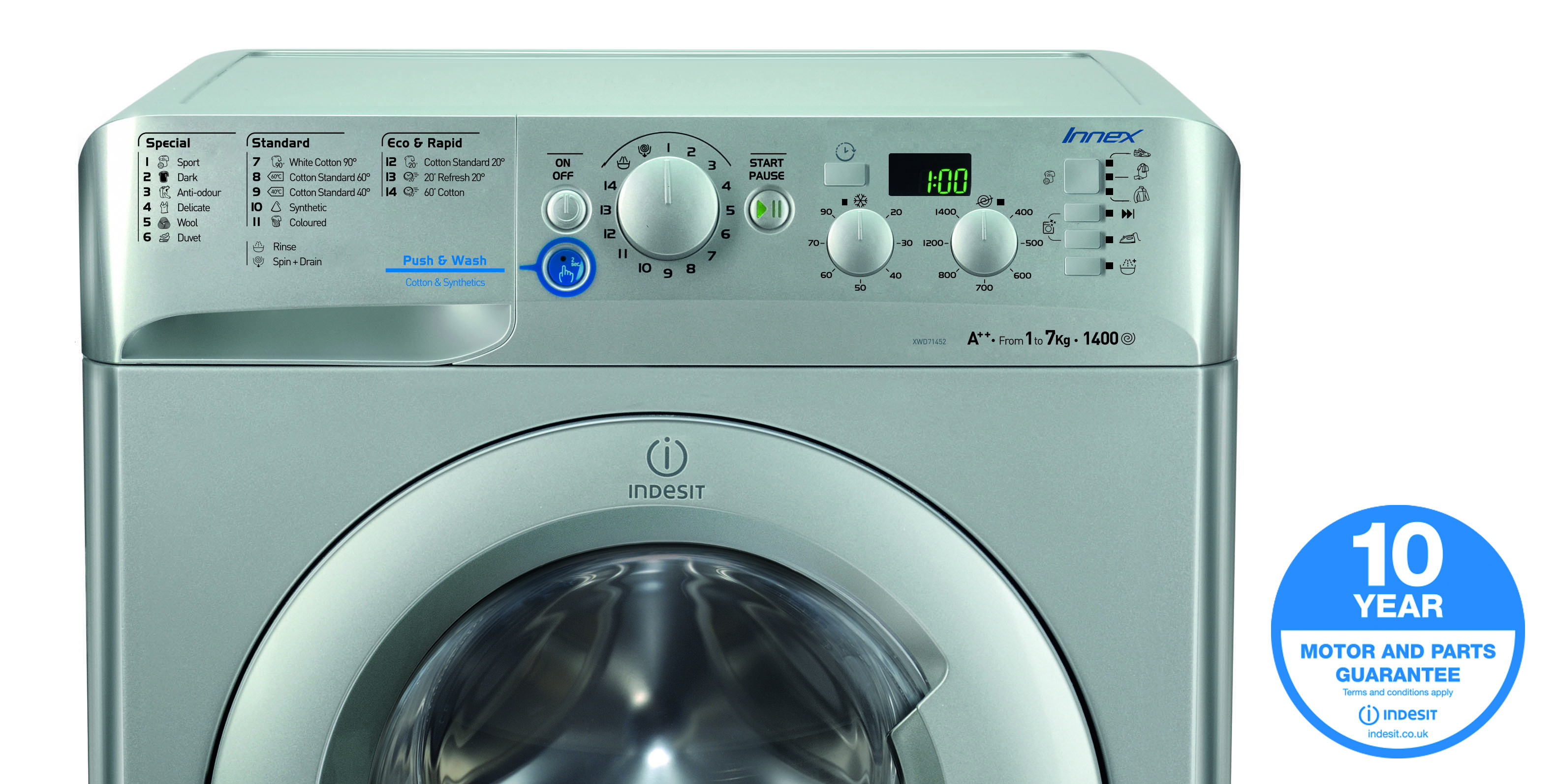 Indesit Innex XWD 71452 S Washing Machine - Silver | eBay