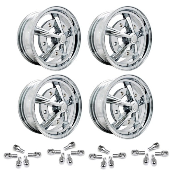 Vw Bug 5 Lug Chrome Empi Raider Wheel Package | Moore Parts