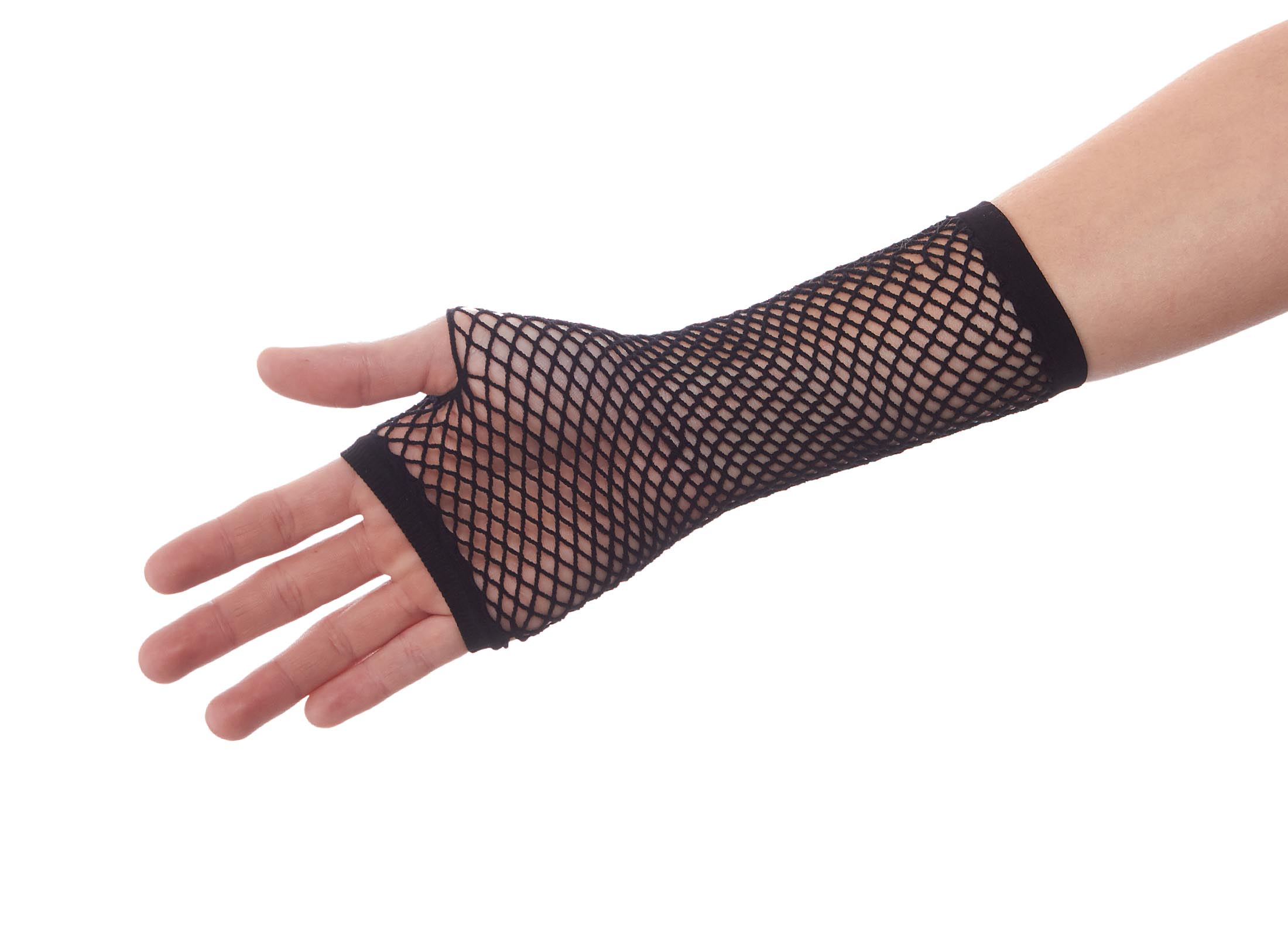Fishnet Frenzy Wrist Length Fingerless Stretch Gloves