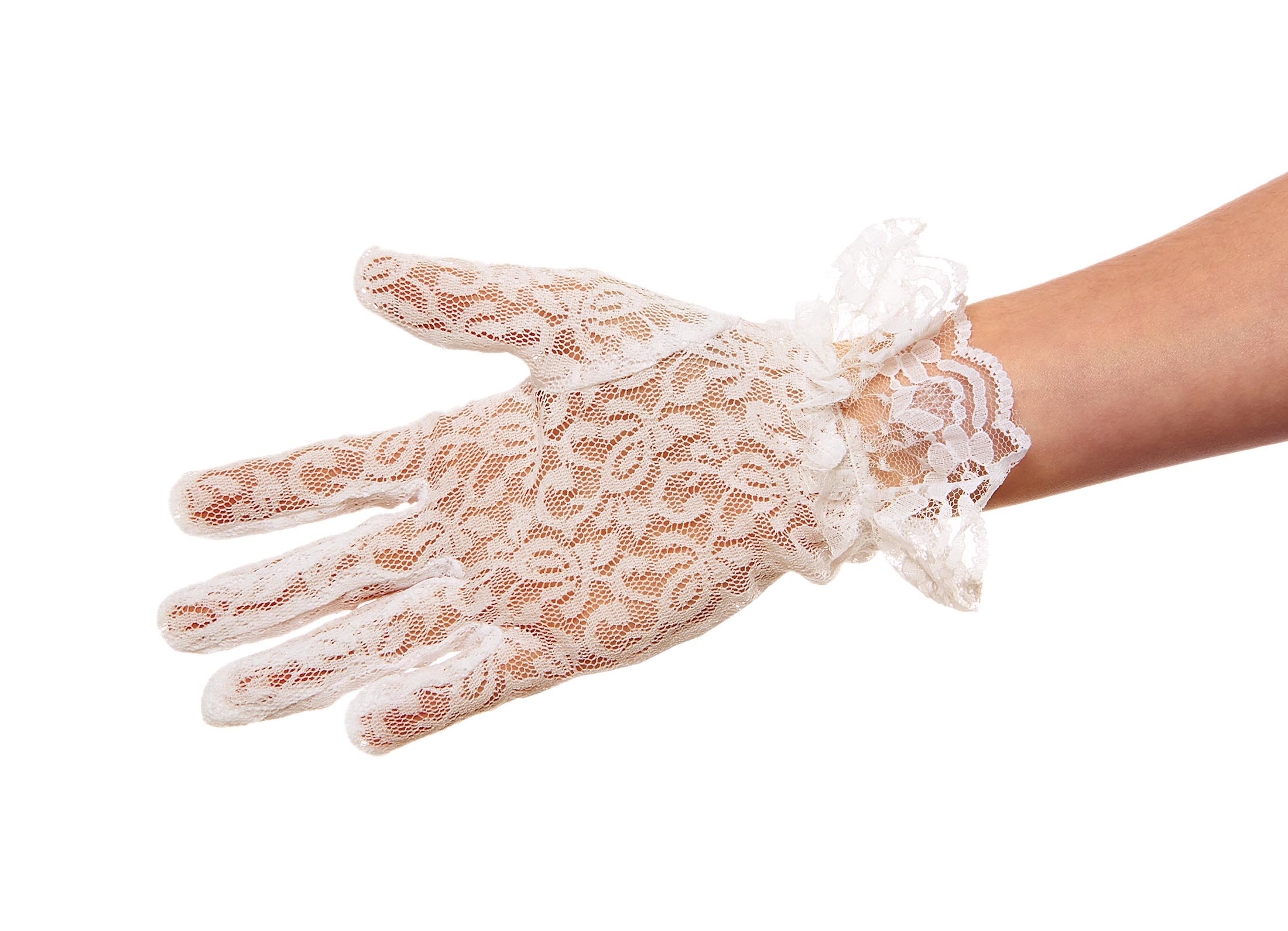 Ruffled Grace Ladies Wrist Length Lace Glove