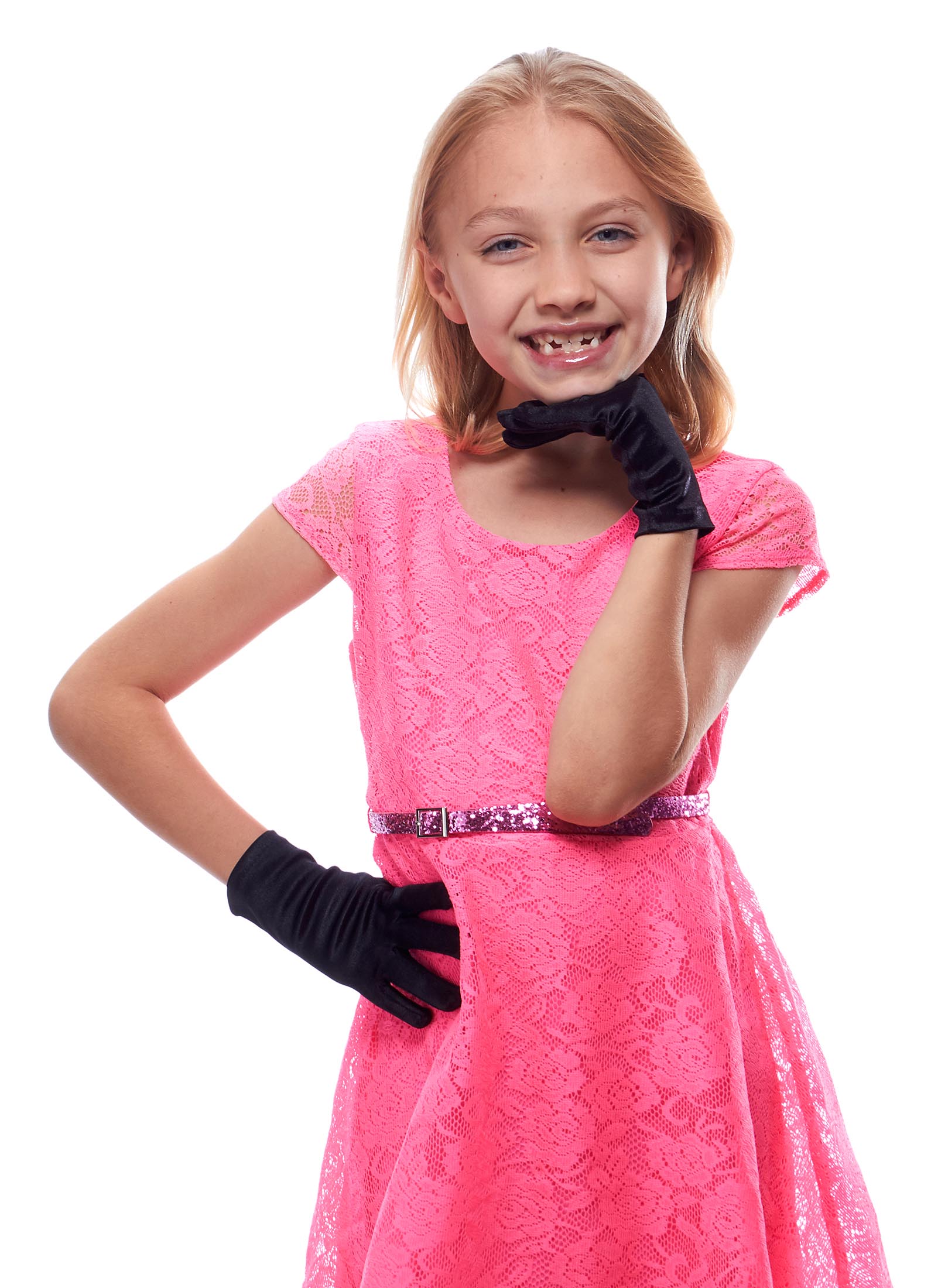 Elegant Ingenue Girl's Satin Wrist Length Gloves