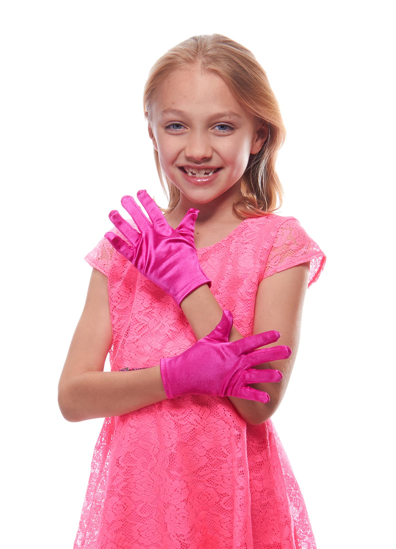 Elegant Ingenue Girl's Satin Wrist Length Gloves