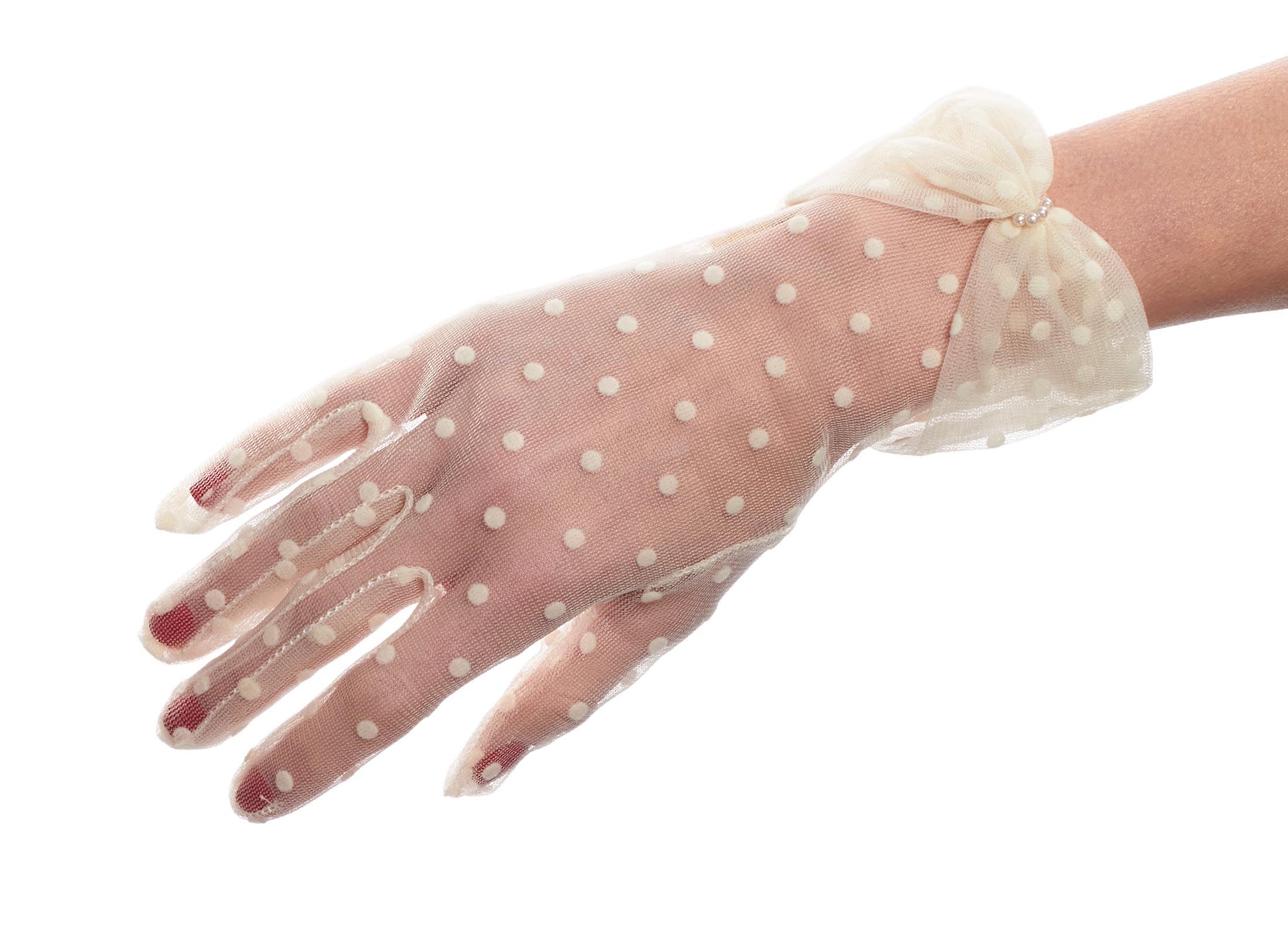 Spot On Sheer Polka Dot Wrist Length Gloves