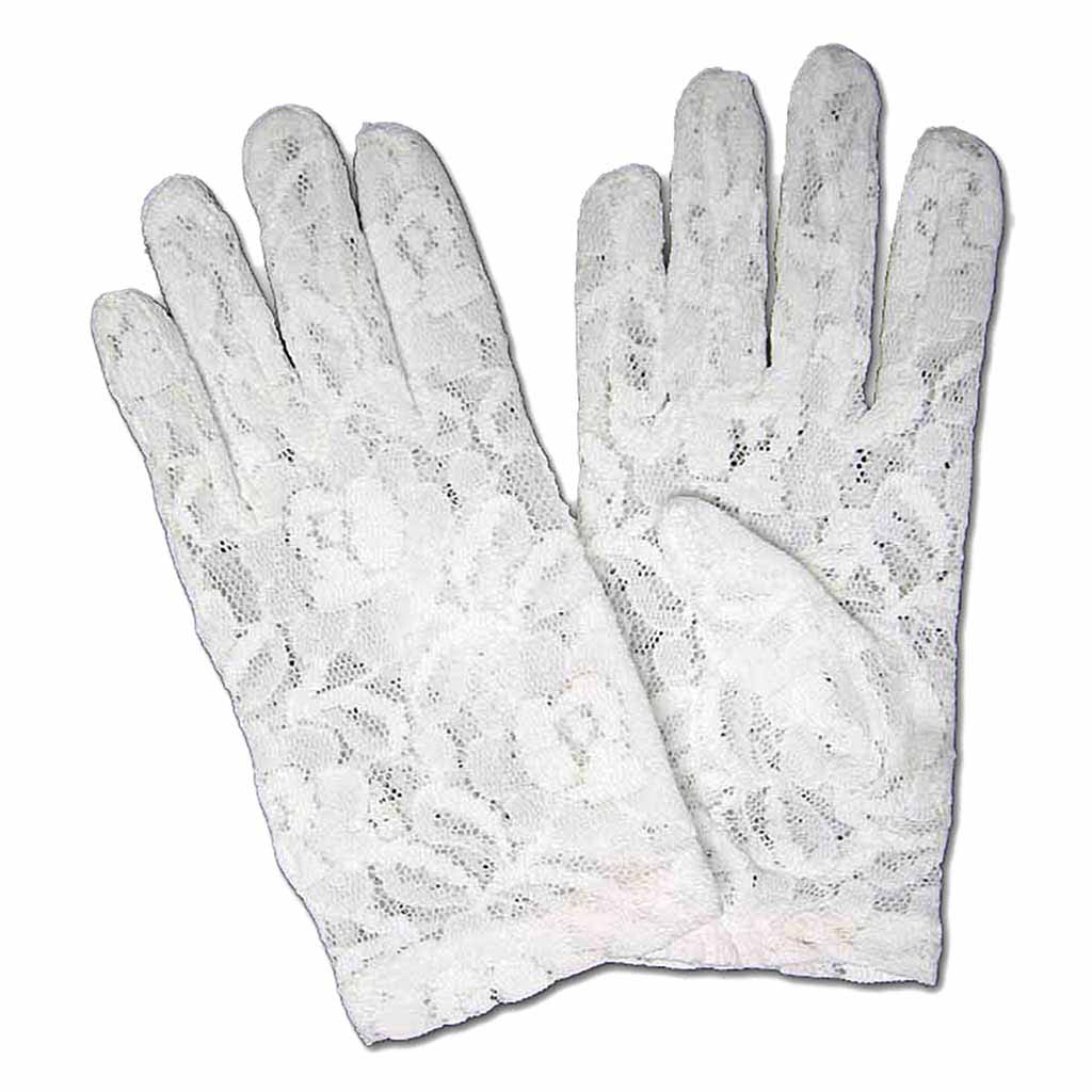 Flower Girl Lace Dyeable Wrist Length Gloves for Girls
