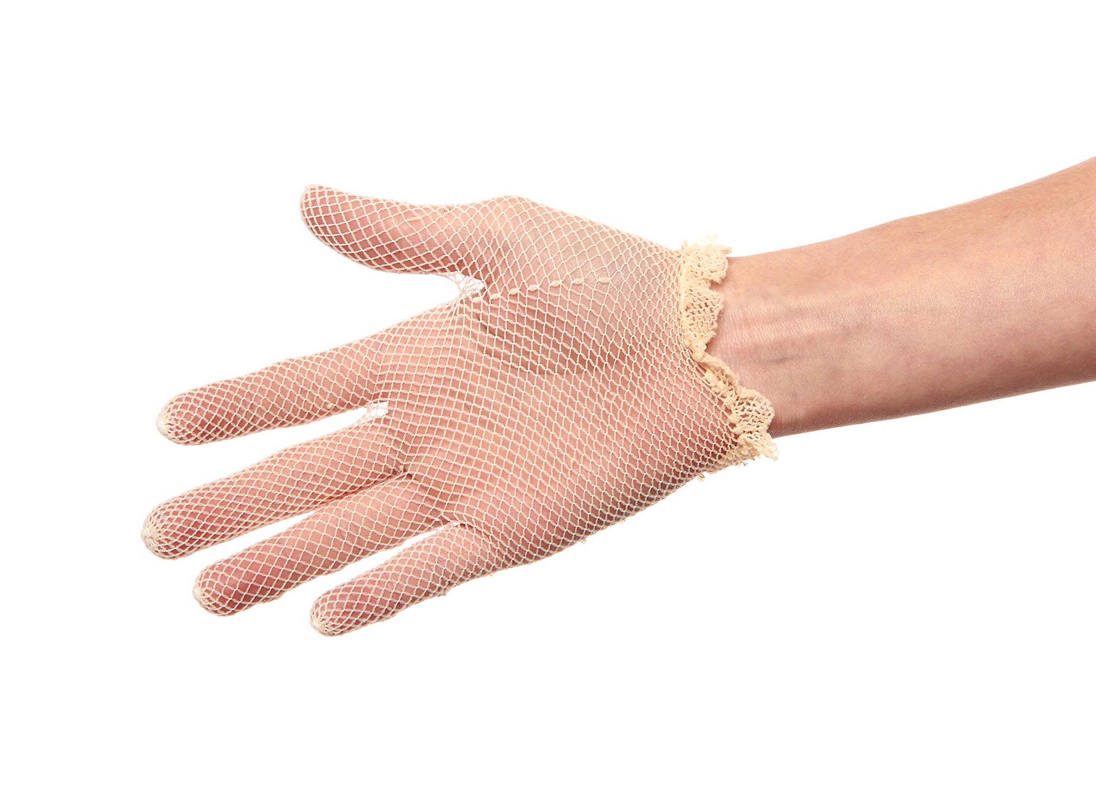 First Impression Wrist Length Fishnet Gloves with Sequins
