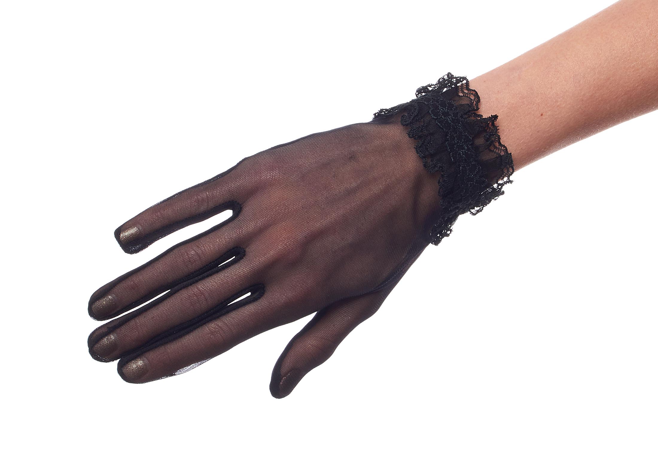 Frills and Thrills Sheer Wrist Length Gloves with Ruffle Cuff