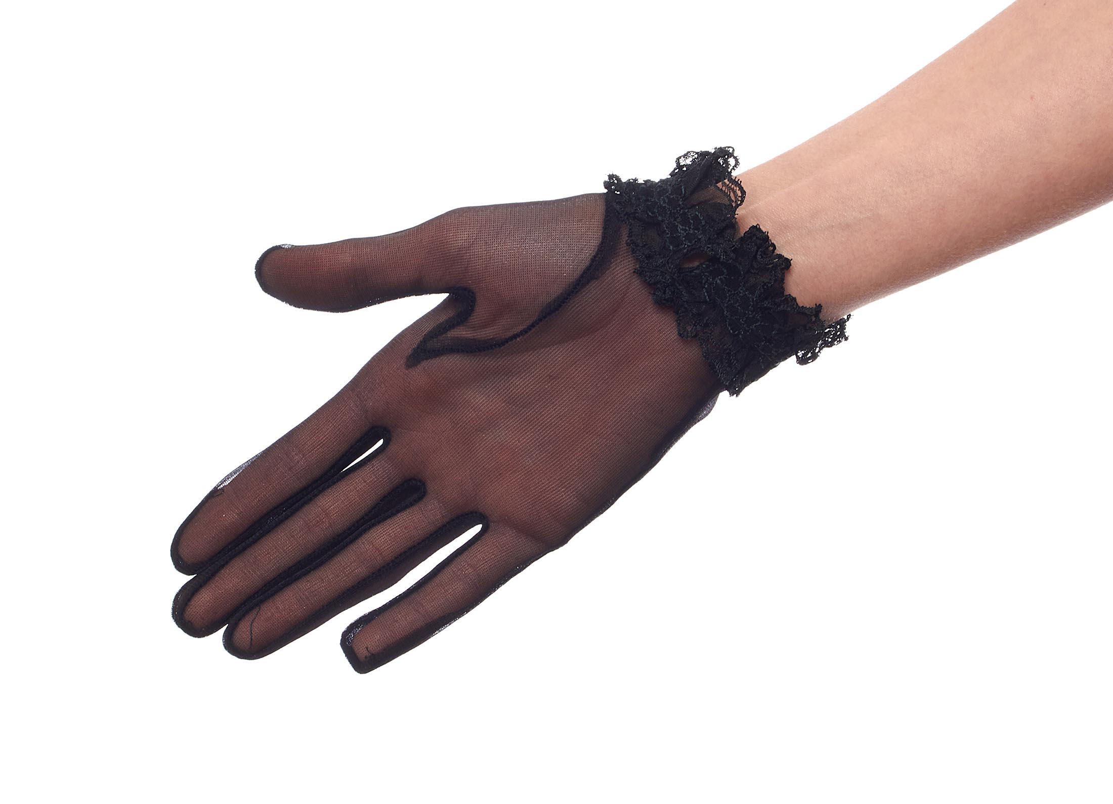 Frills and Thrills Sheer Wrist Length Gloves with Ruffle Cuff