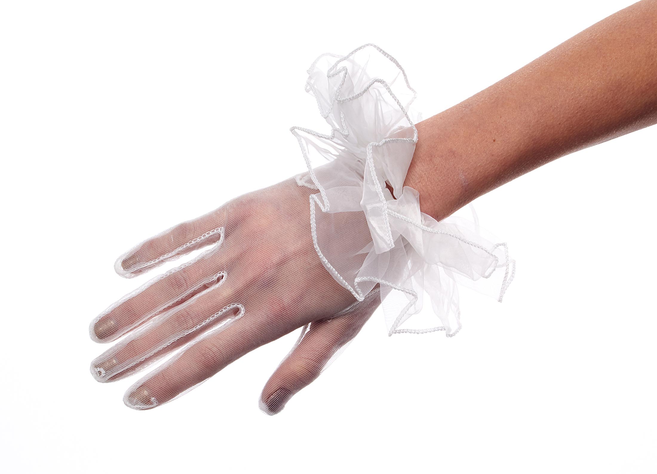 Radiant Ruffles Sheer Wrist Length Gloves for Ladies