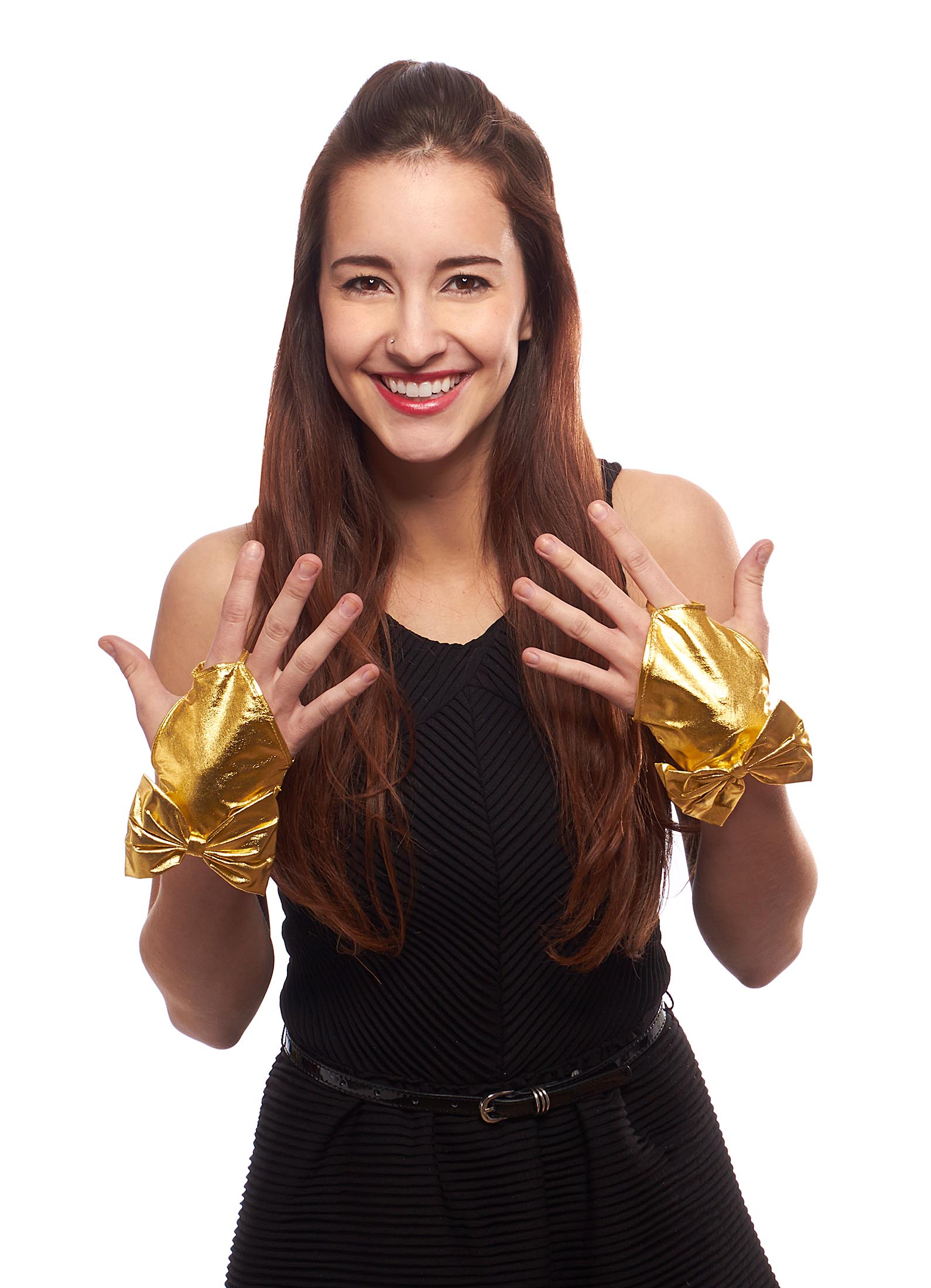 Metallic Gloves, Fingerless Metallic Gloves, Long Metallic Gloves, Gold ...