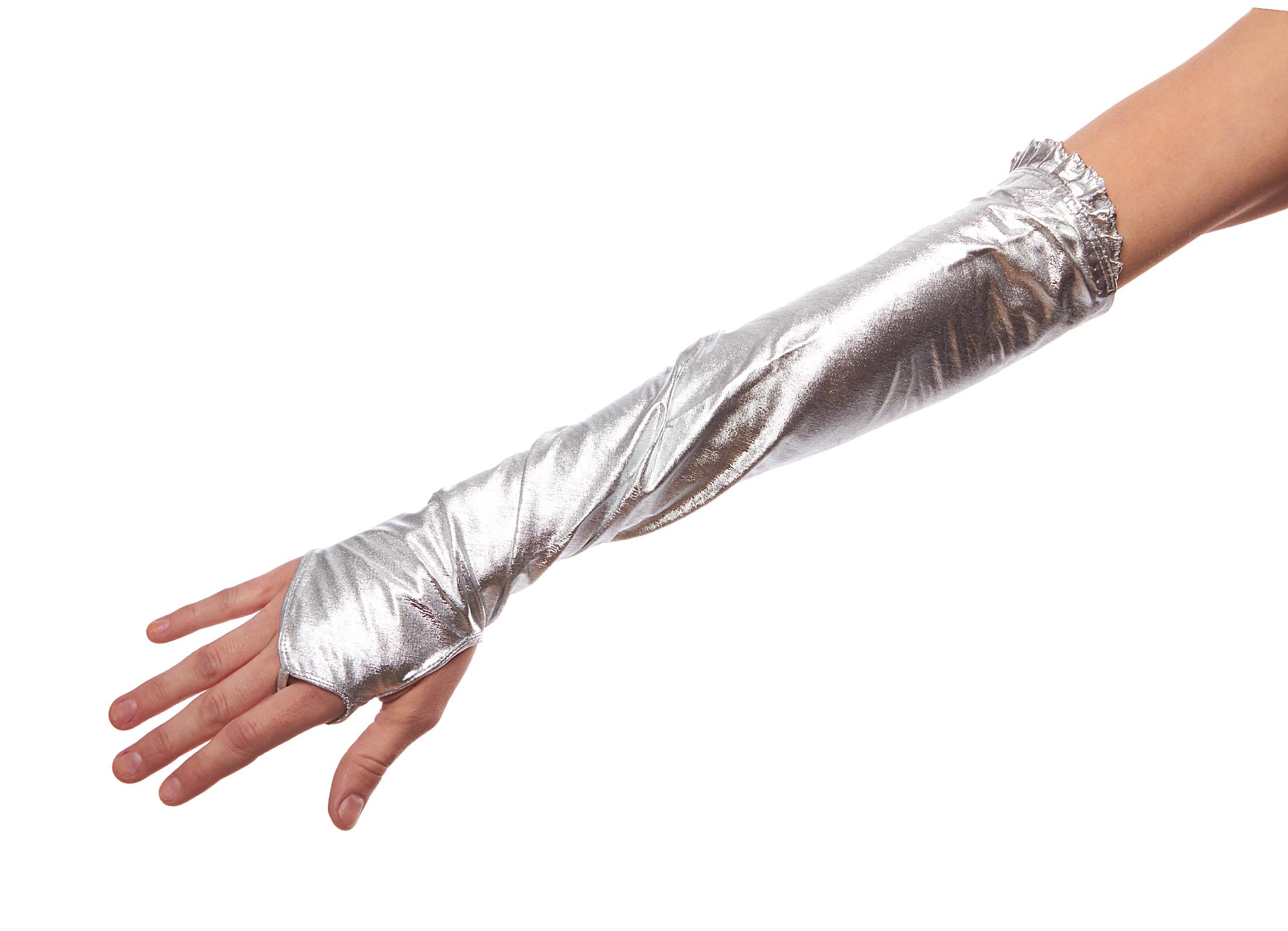 Forever Futuristic Fingerless Opera Length Metallic Gloves