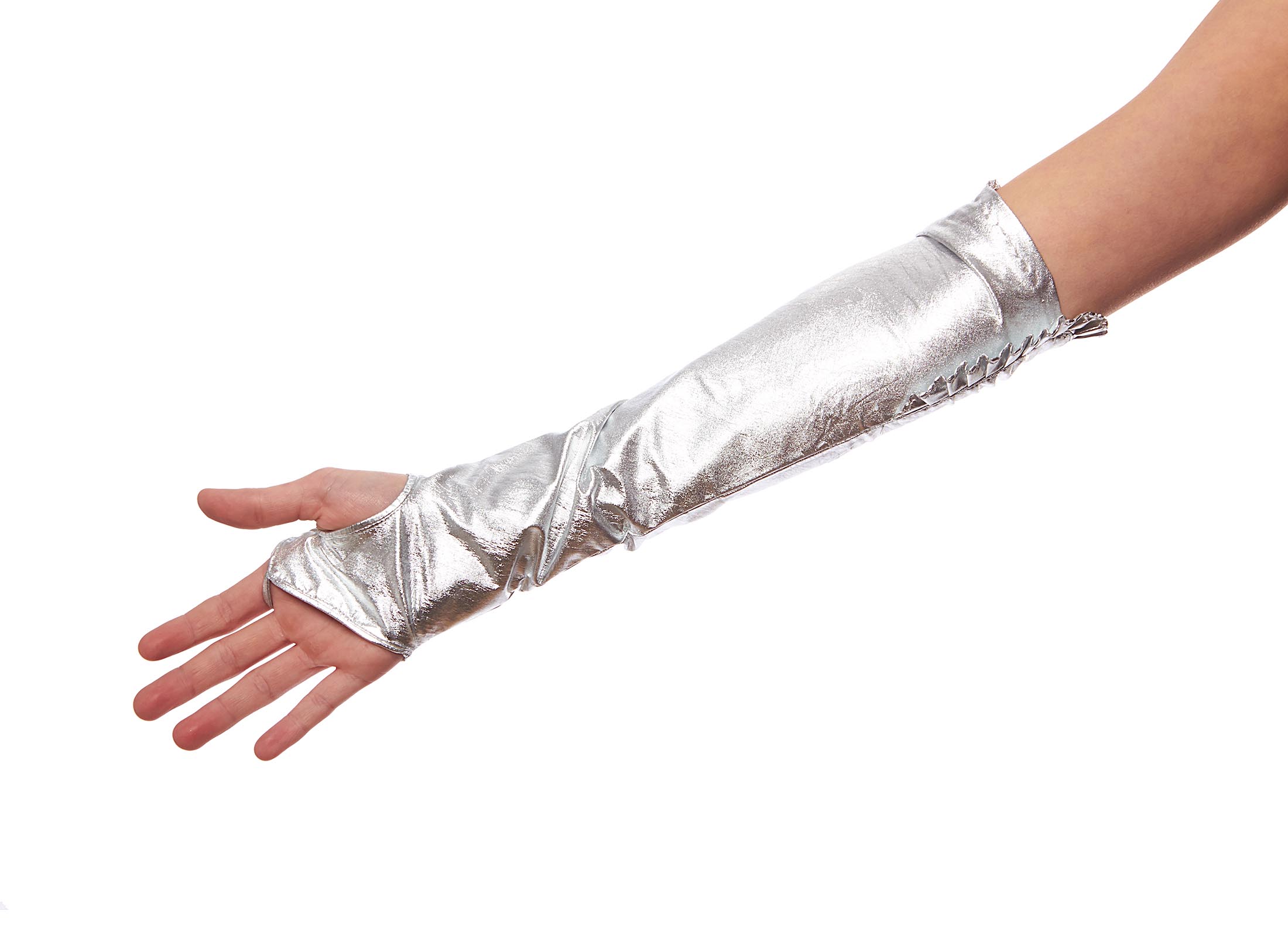 Forever Futuristic Fingerless Opera Length Metallic Gloves