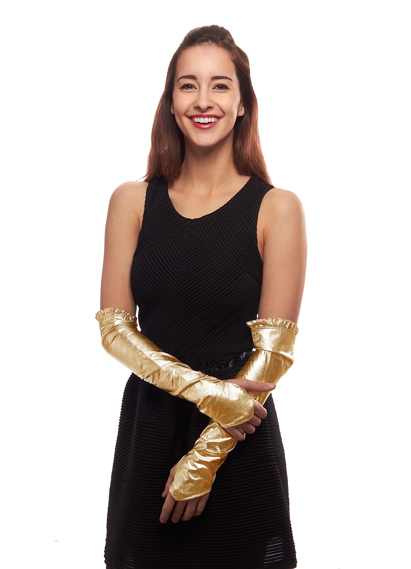 Metallic Gloves, Fingerless Metallic Gloves, Long Metallic Gloves, Gold ...