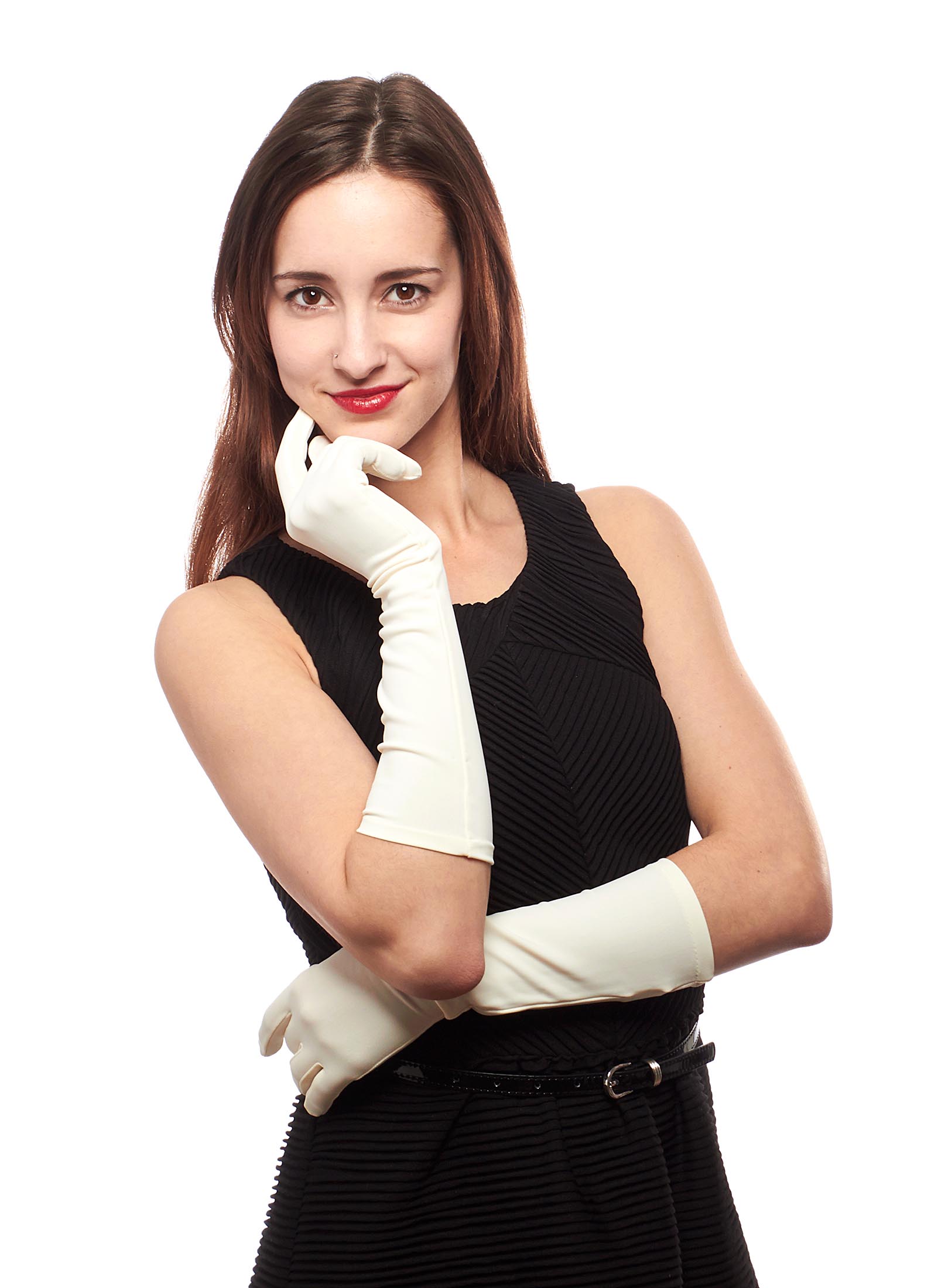 Circe Matte Spandex Elbow Length Gloves for Ladies