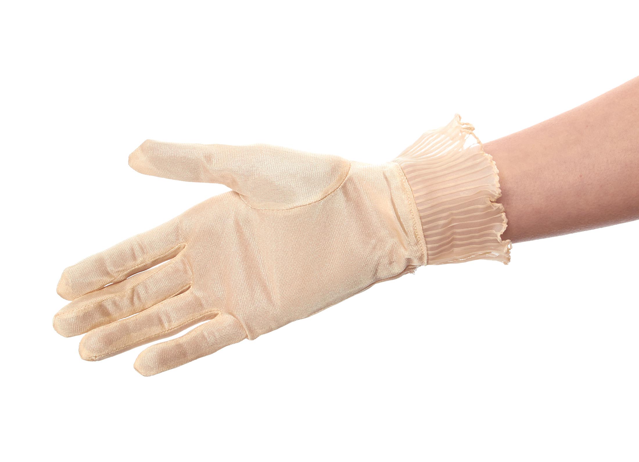 Sophisticate Satin Wrist Length Gloves with Ruffle and Bow