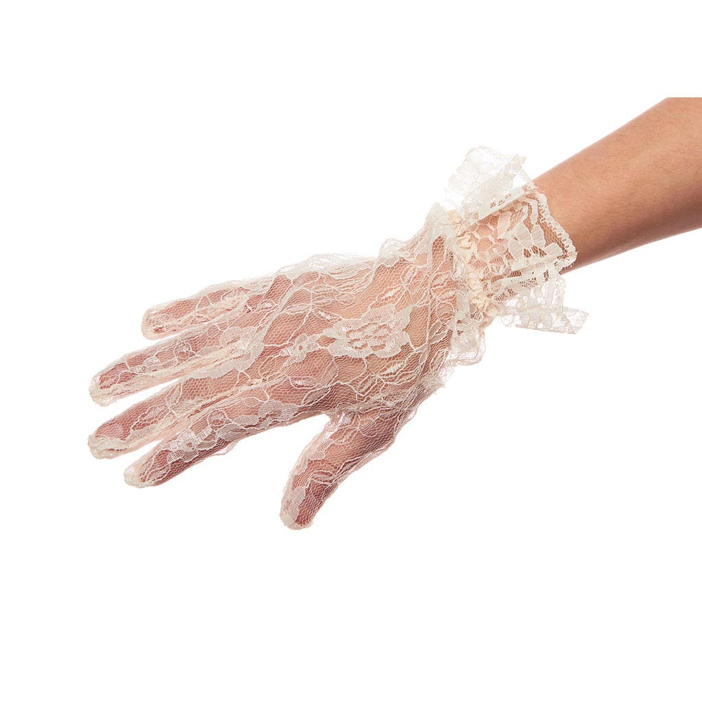 Honey Lace Wrist Length Gloves With Ruffle