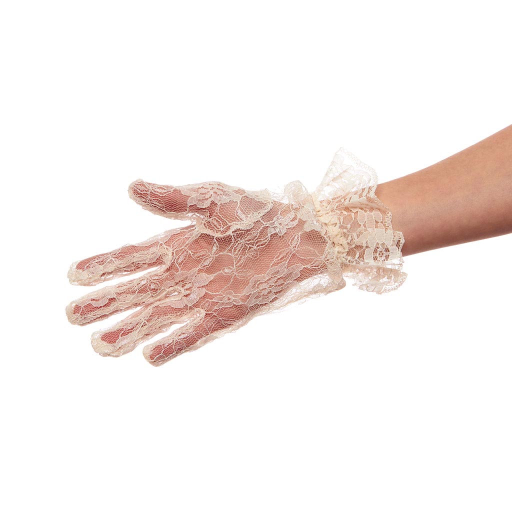 Honey Lace Wrist Length Gloves With Ruffle