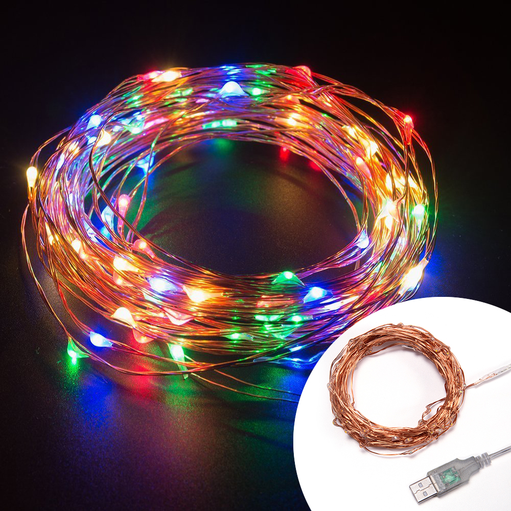 33FT 100 LED USB Multi-Color Fairy String Lights Xmas Wedding Outdoor ...