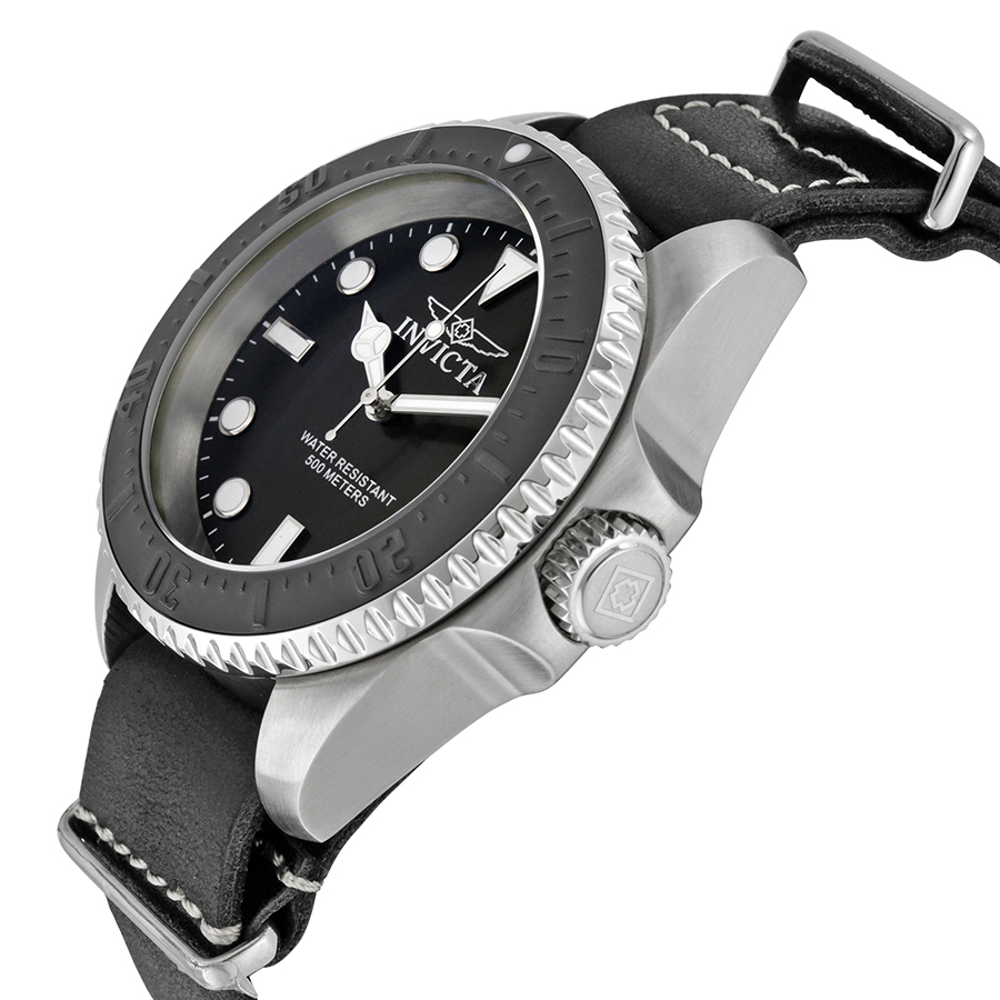 Invicta Men's Reserve Stainless Steel Watch with Black Leather Band