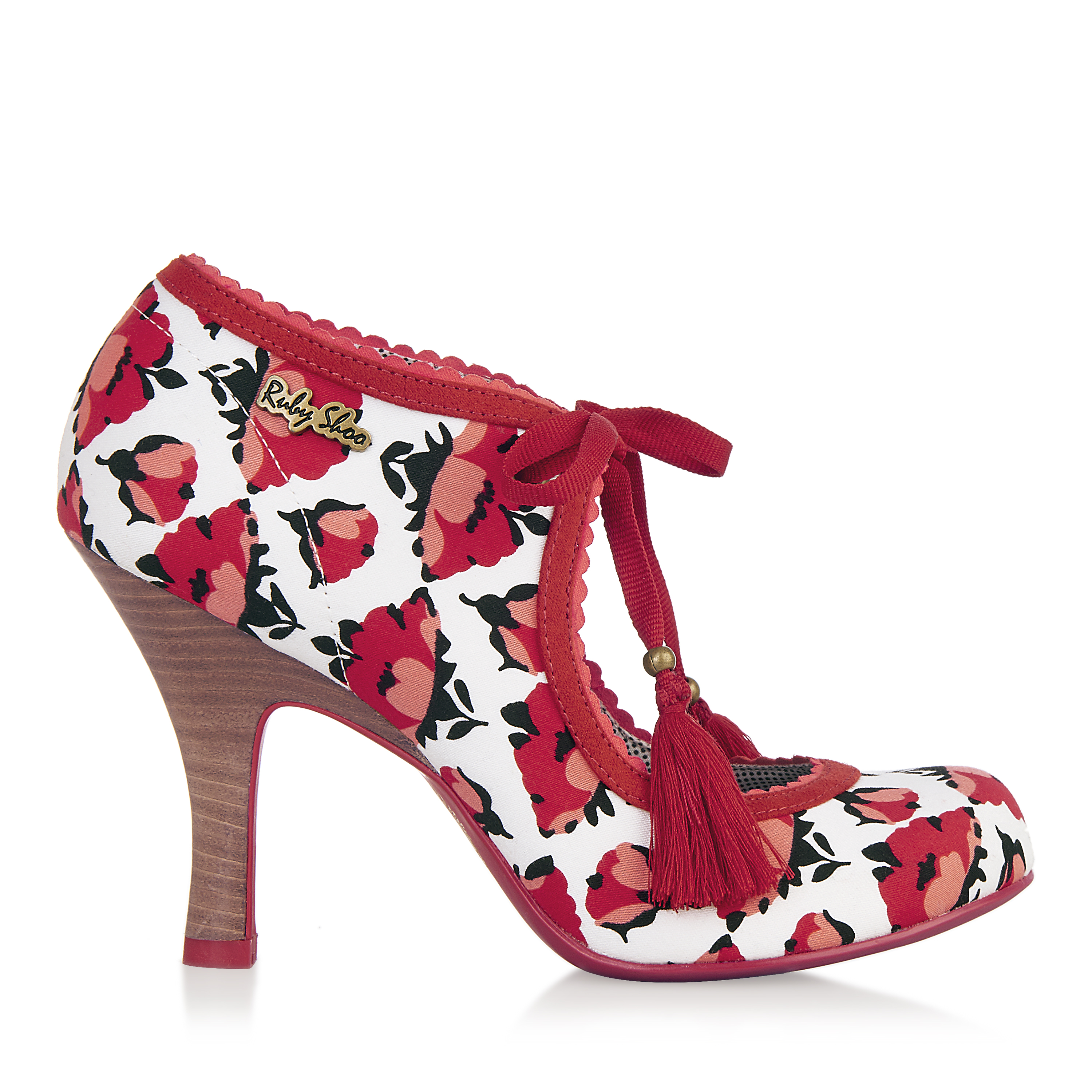 Ruby Shoo Willow Fabric Bootie Pumps & Matching Miami Bag Navy Floral ...
