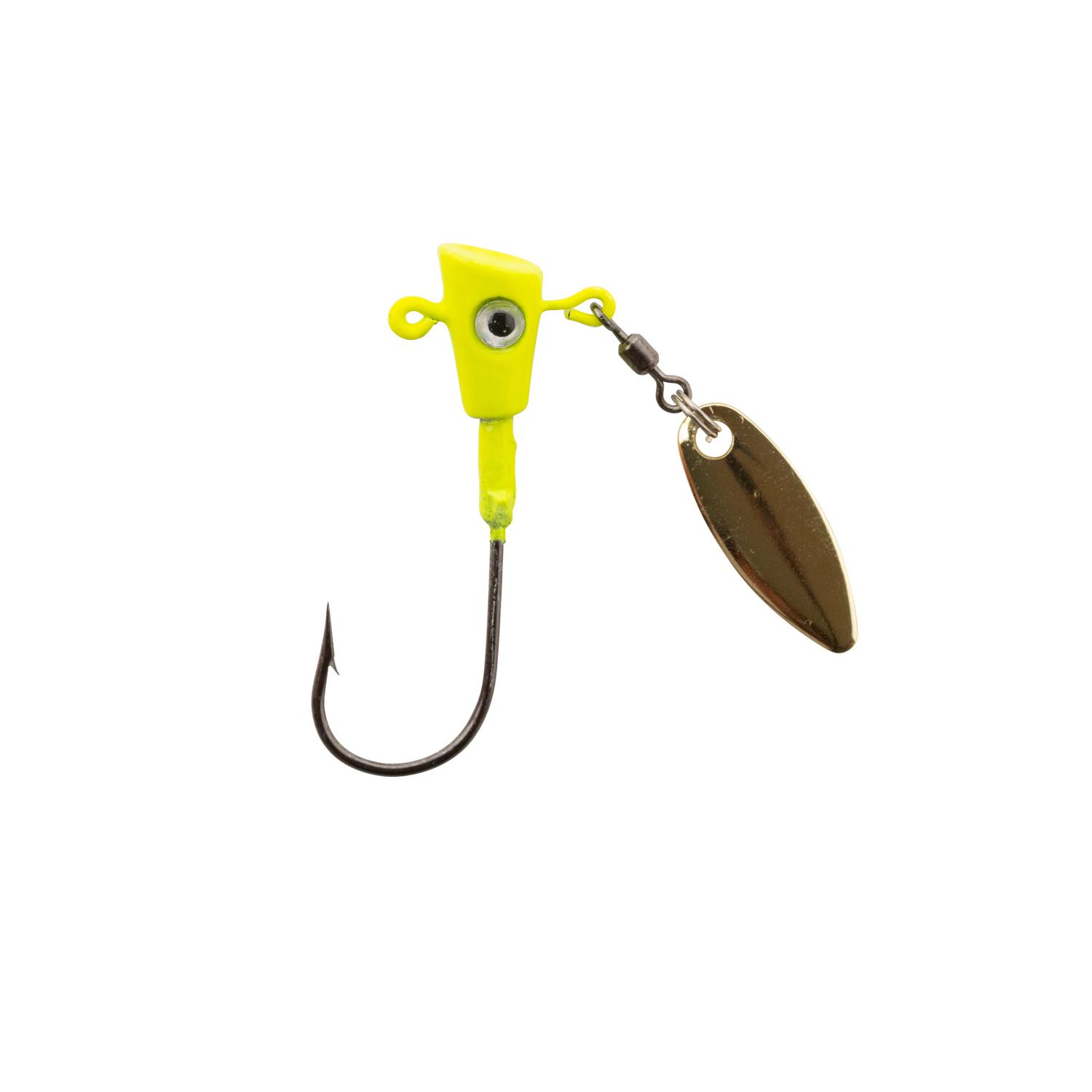 10 Packs of Leland's Lures FINSPIN Jig Heads 3 Pack 1/8 Oz Chartreuse ...