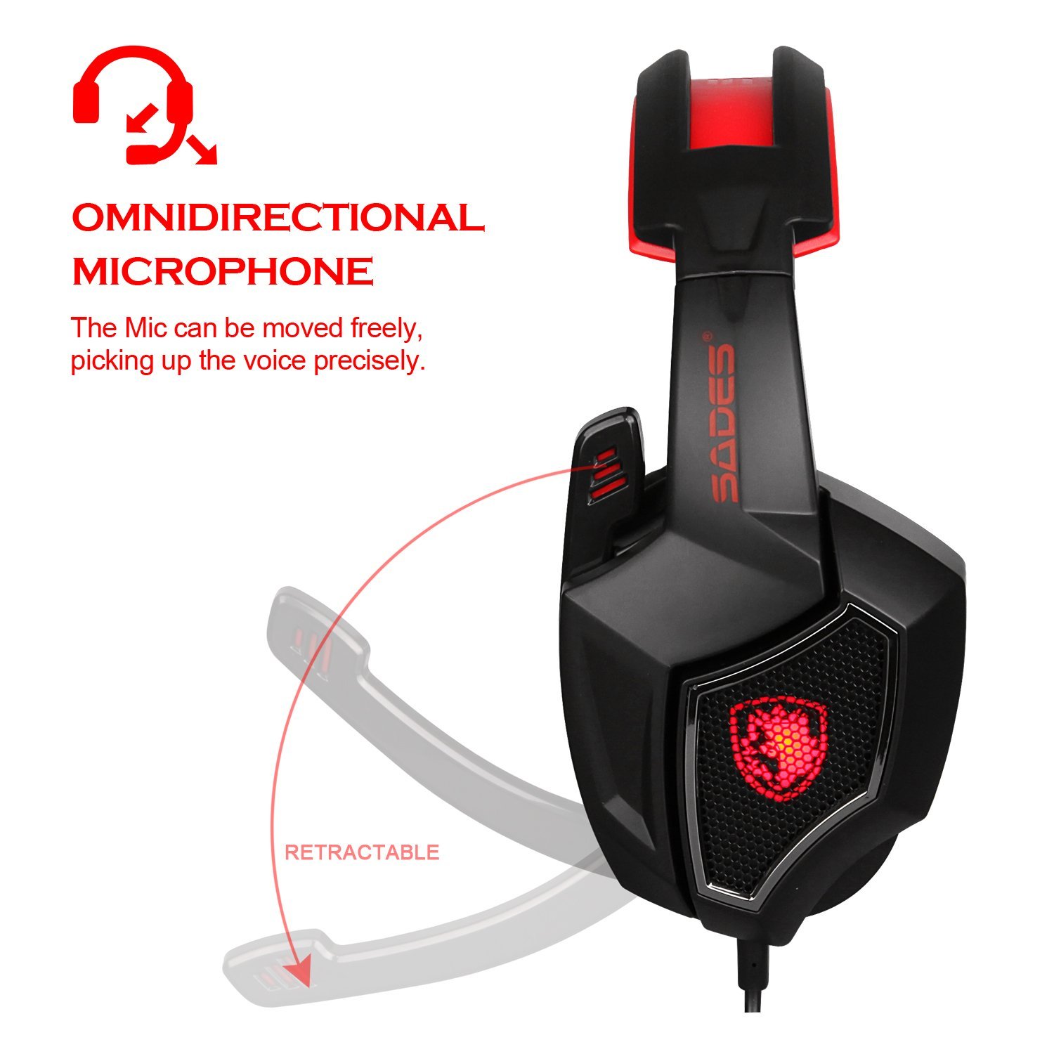 Sades Spirit Wolf 7.1 Surround Sound USB Gaming Headphones Headset W ...