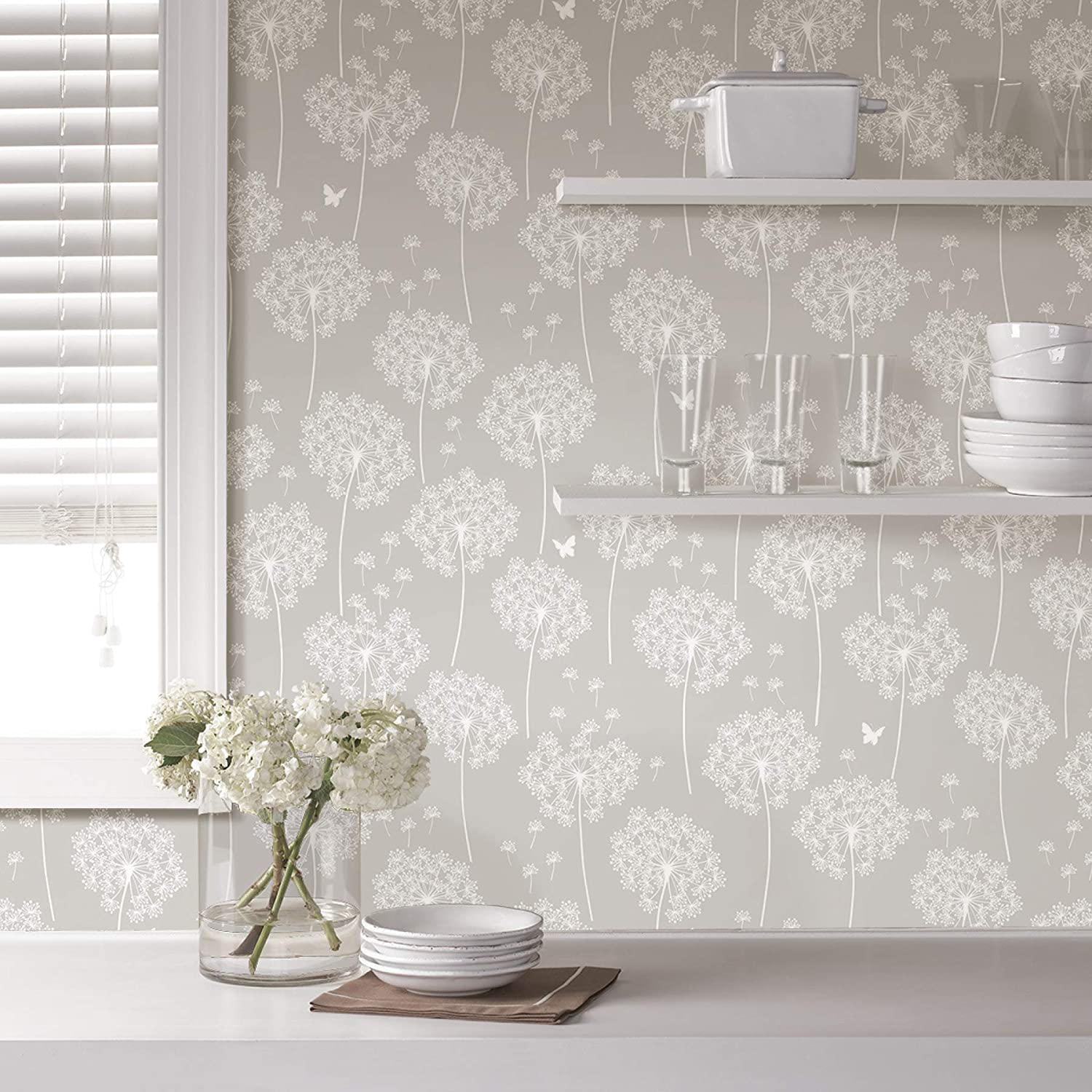 Nuwallpaper By Brewster Nu1651 Dandelion Grey Peel And Stick Wallpaper Ebay