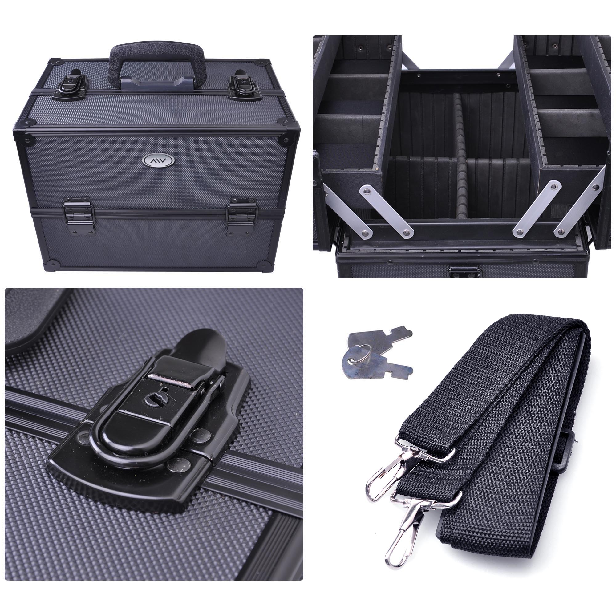 Portable Aluminum Makeup Train Case Box Cosmetic Jewelry Travel ...