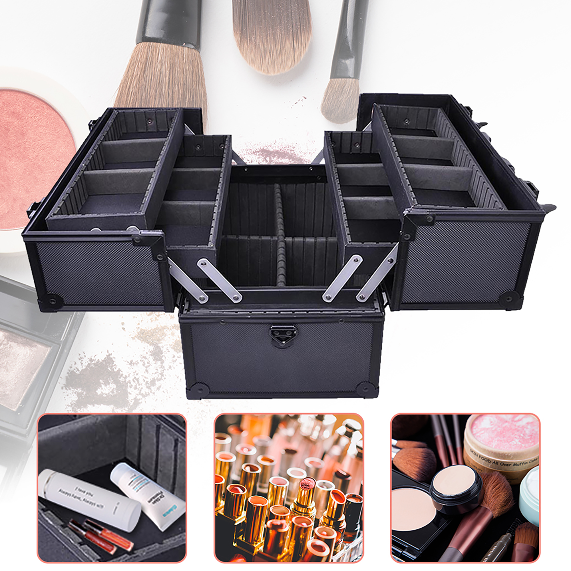 Portable Aluminum Makeup Train Case Box Cosmetic Jewelry Travel ...