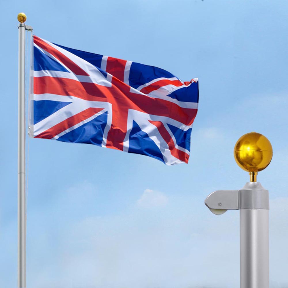 20ft UK Flag Flagpole Aluminium 5 Sections Flag Pole with Union Jack ...