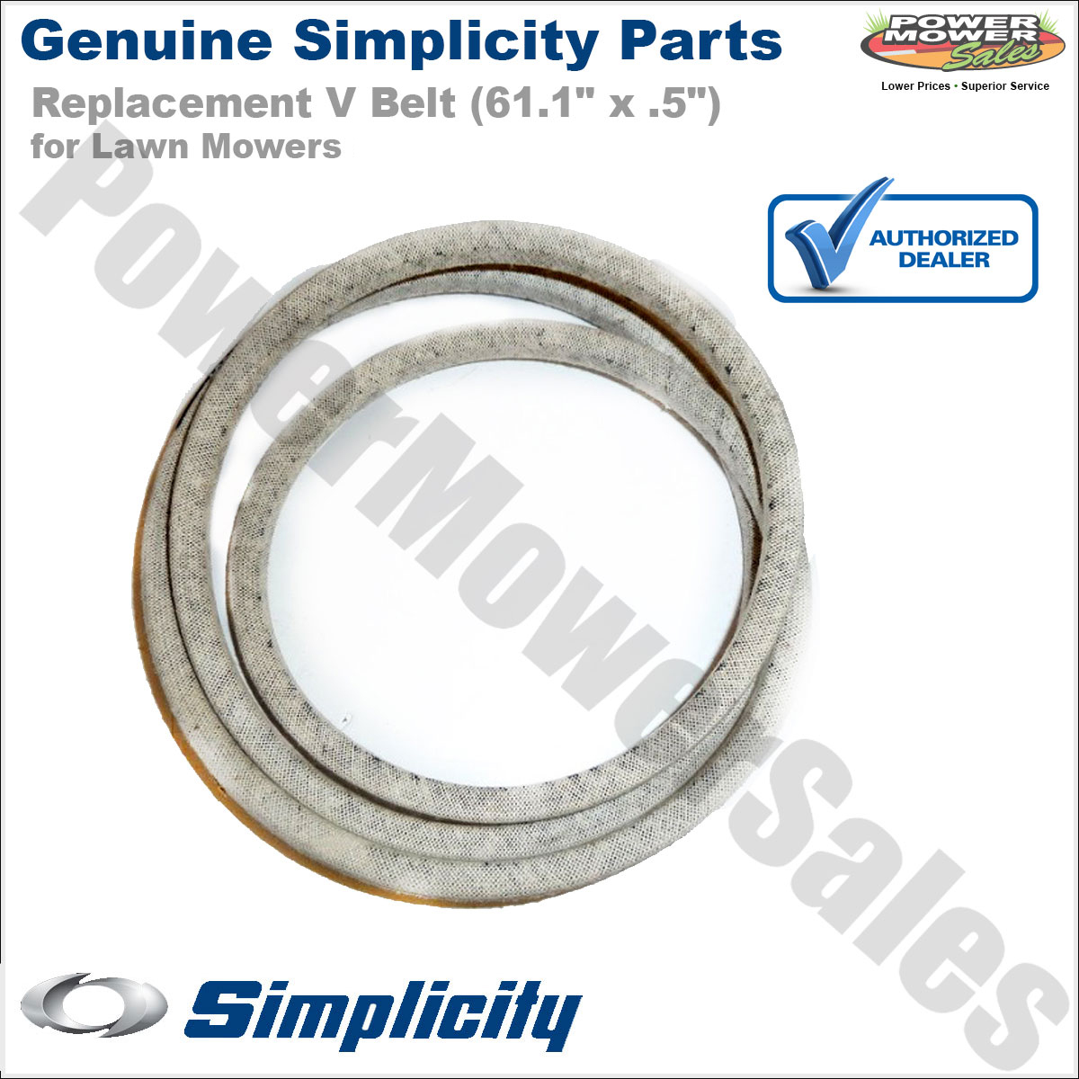 1601672SM Simplicity, Snapper Replacement V Belt (61.1" x .5") for Lawn ...