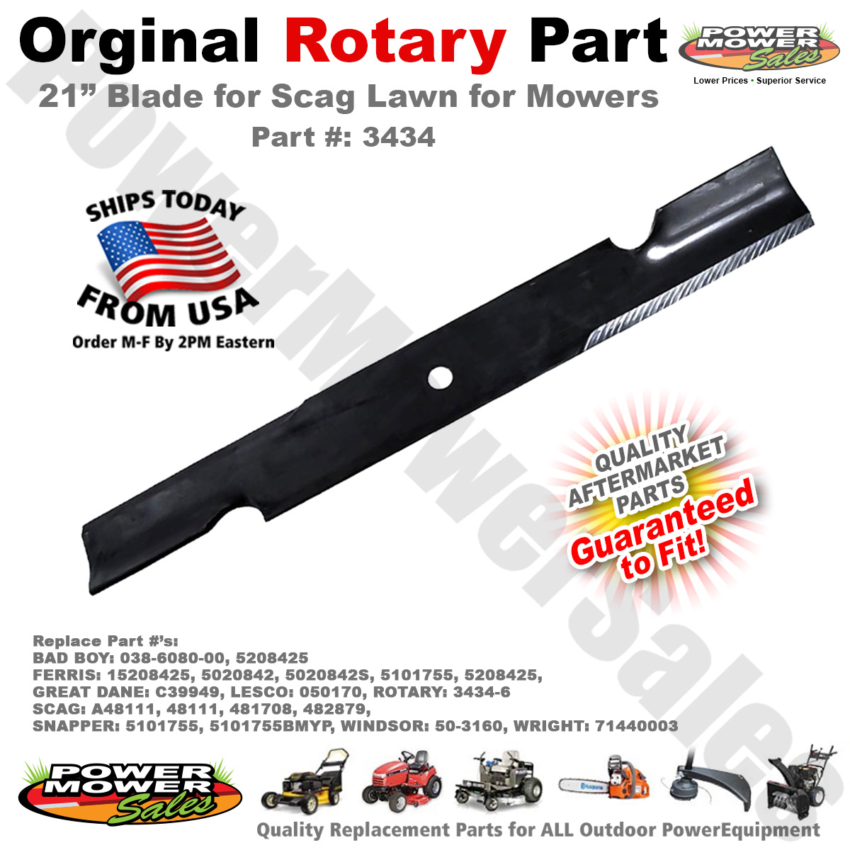 High Lift Mower Blade For Scag 482879 Husqvarna 539105711 / 3434 | eBay