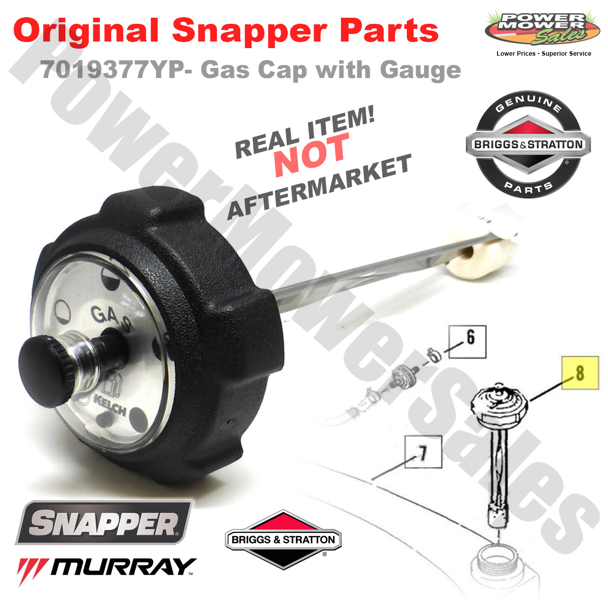 7019377YP - Snapper Gas Cap w/ Gas Gauge for Rear Engine Riders ...