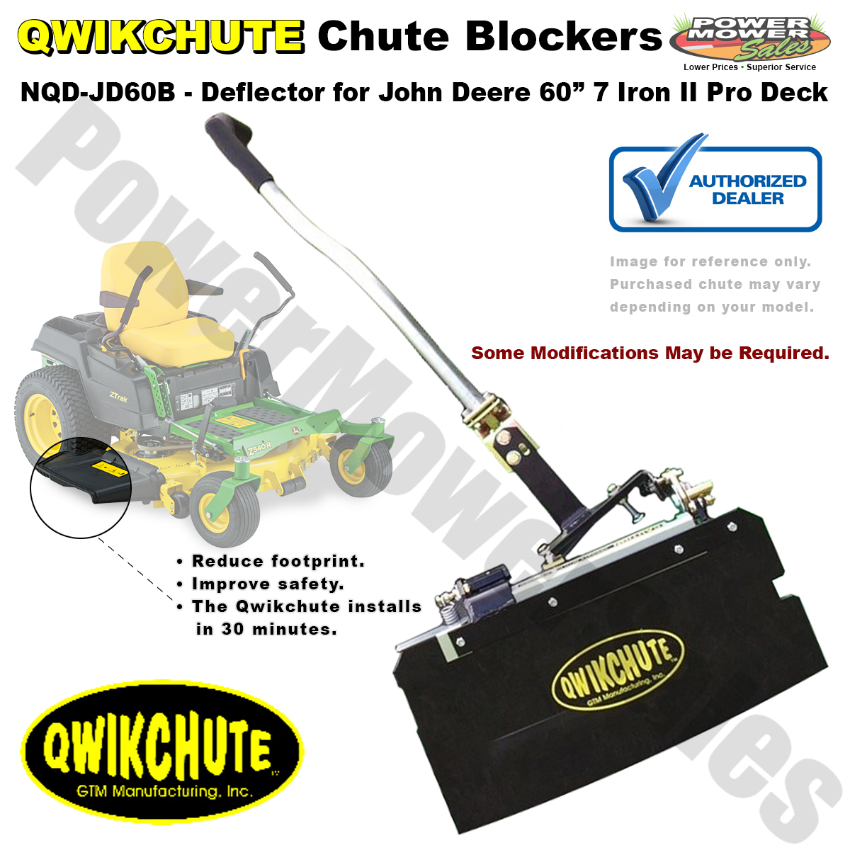 Qwikchute Blocker, Deflector - John Deere 60" Mower Decks (Quickchute ...