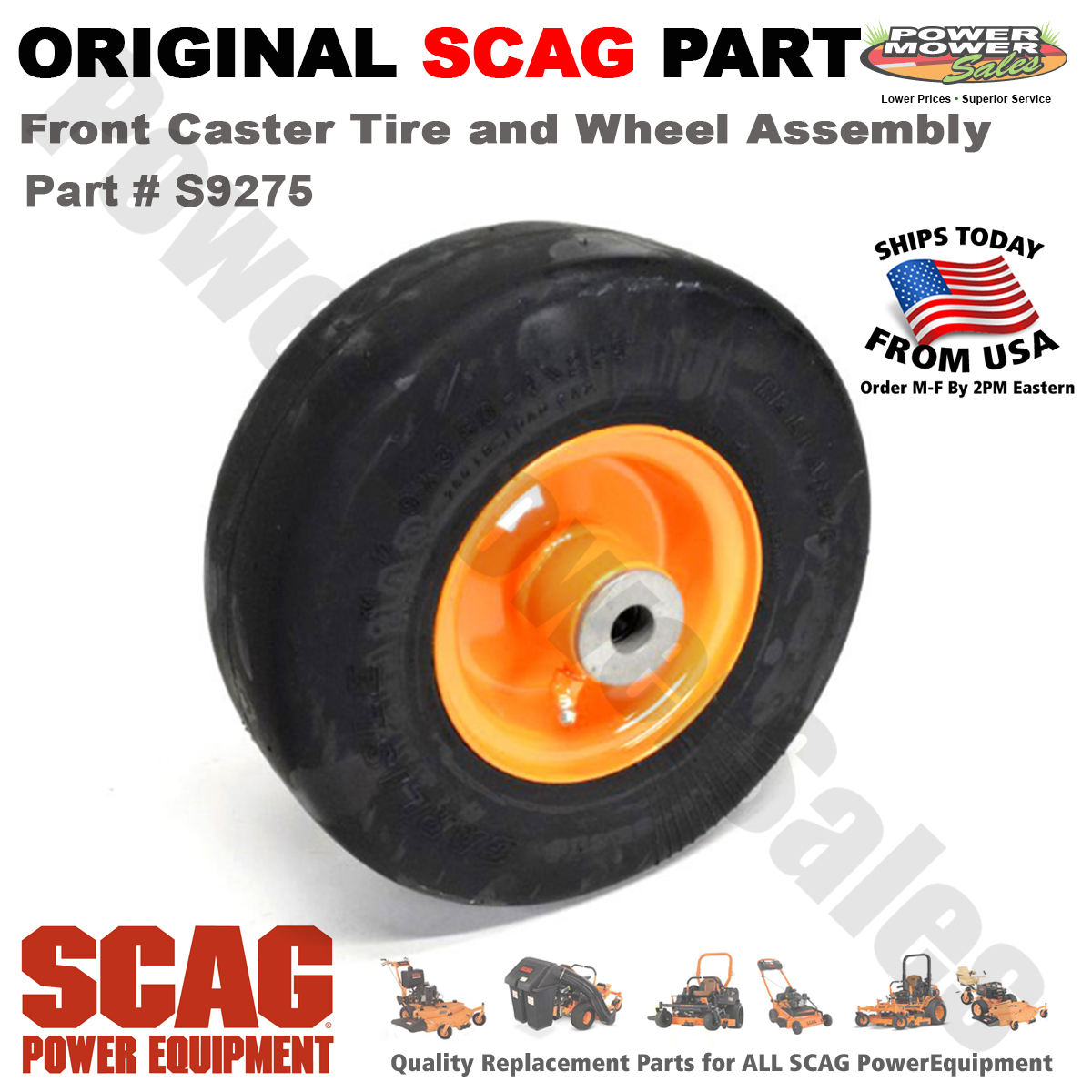 Scag Flat Free Front Caster Tire & Wheel Assembly - Fits Fixed Deck W/B ...