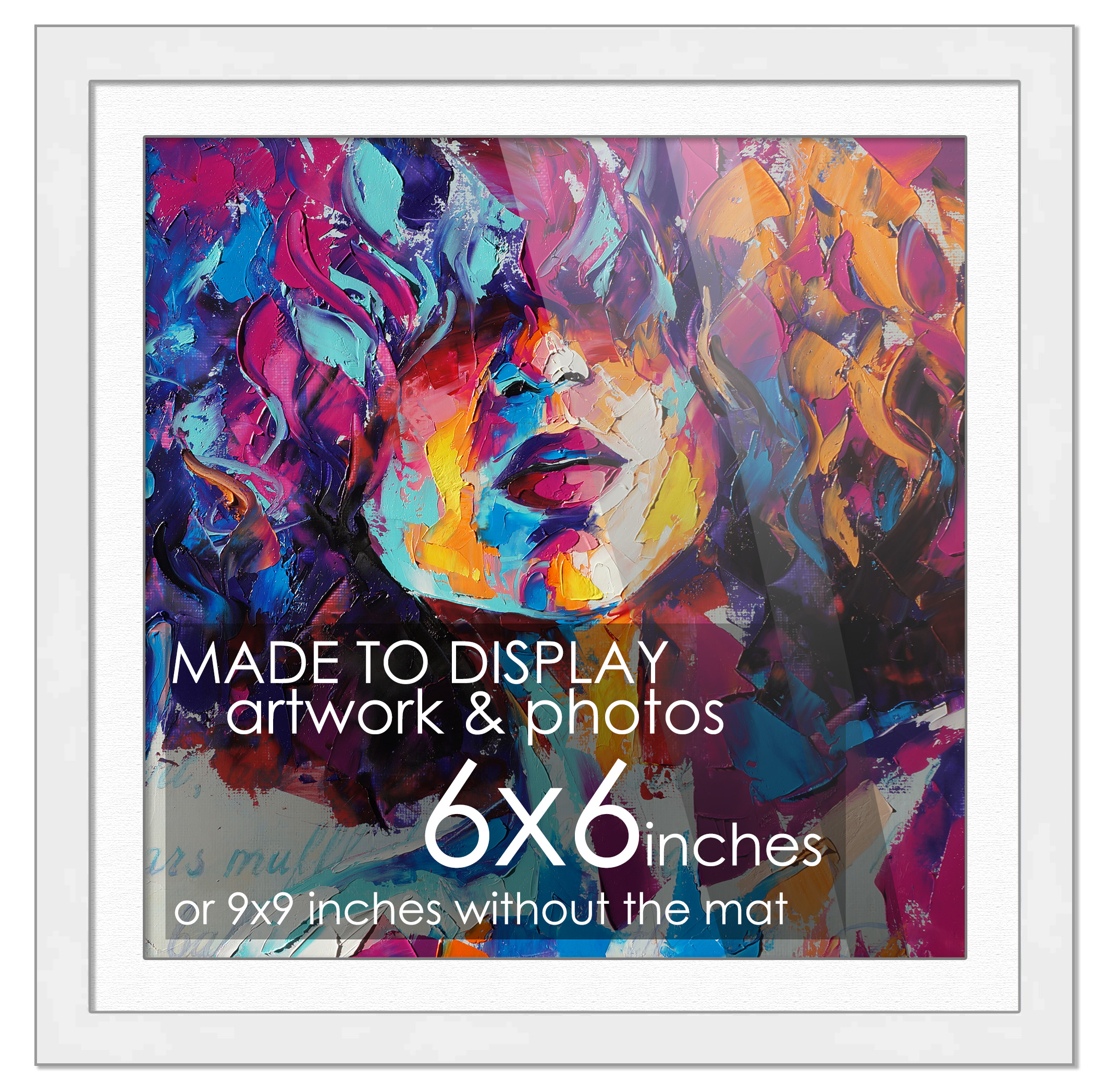 6x6 Frame White for 6x6 Picture or 9x9 Art Poster Without White Photo ...