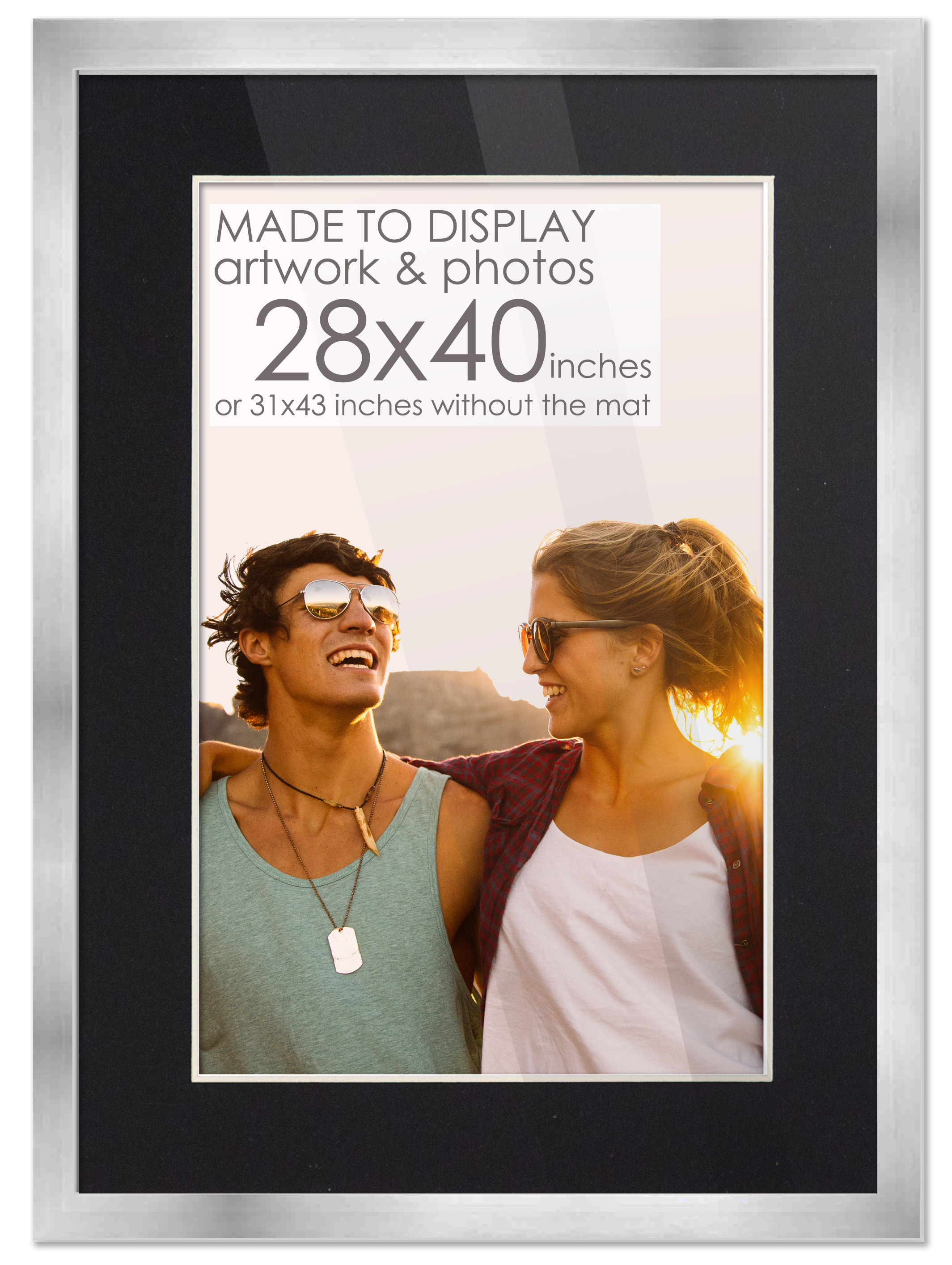 28x40 Silver Frame for 28x40 Picture or 31x43 Art Poster Without Black Photo Mat | eBay