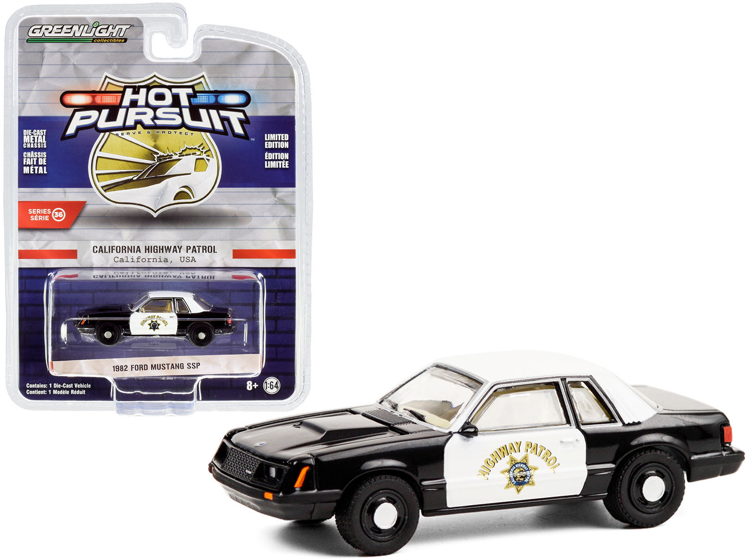 GreenLight 1982 Ford Mustang SSP Black & White CHP "California Highway ...